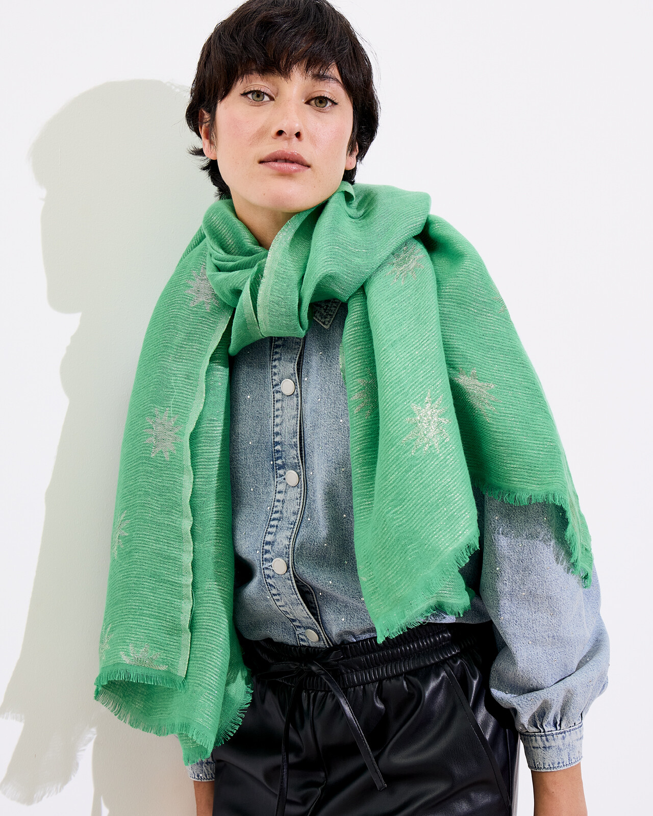 Green Sun Shimmer Lightweight Scarf | Oliver Bonas
