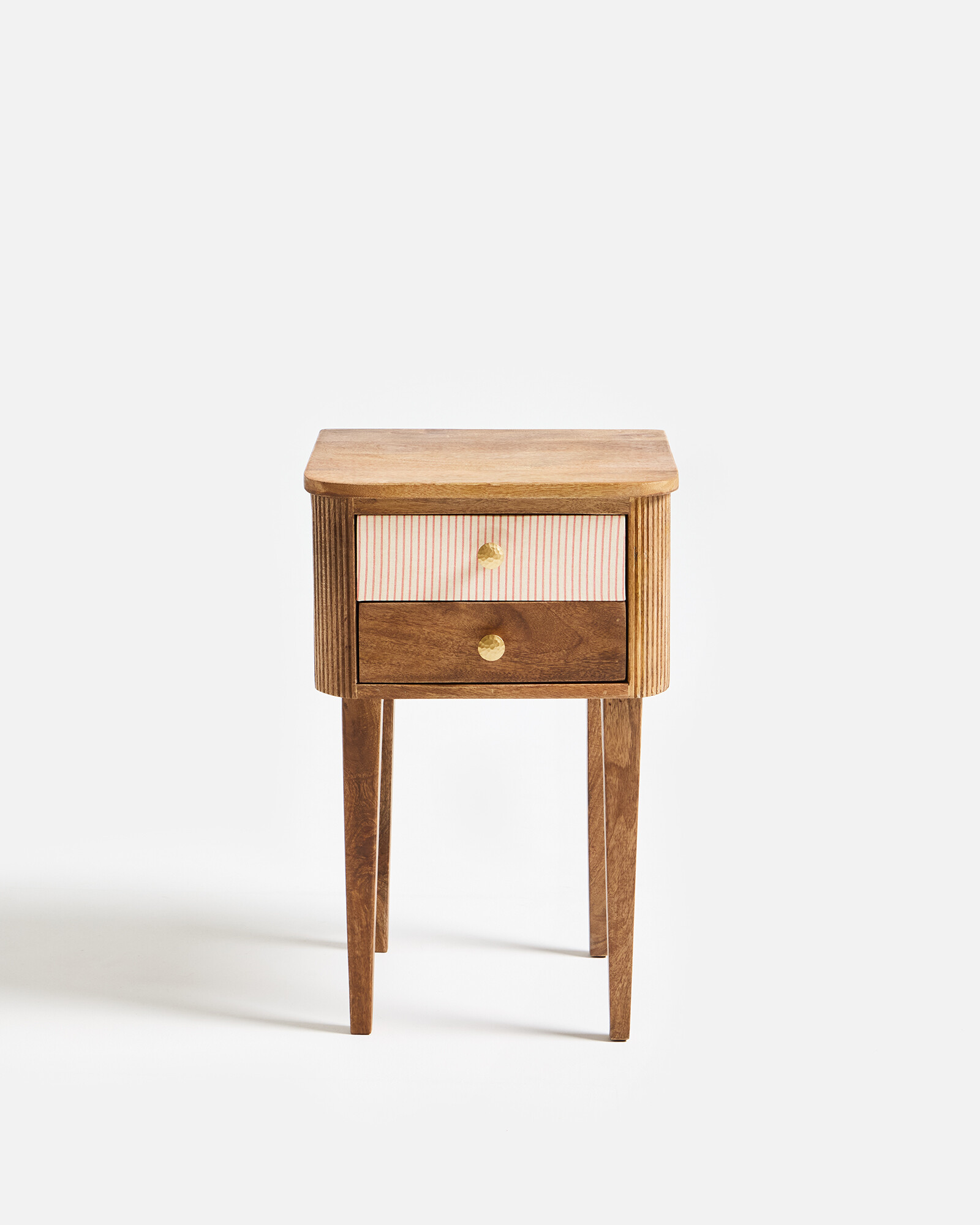 Tinta Pink Stripe Mango Wood Bedside Table | Oliver Bonas