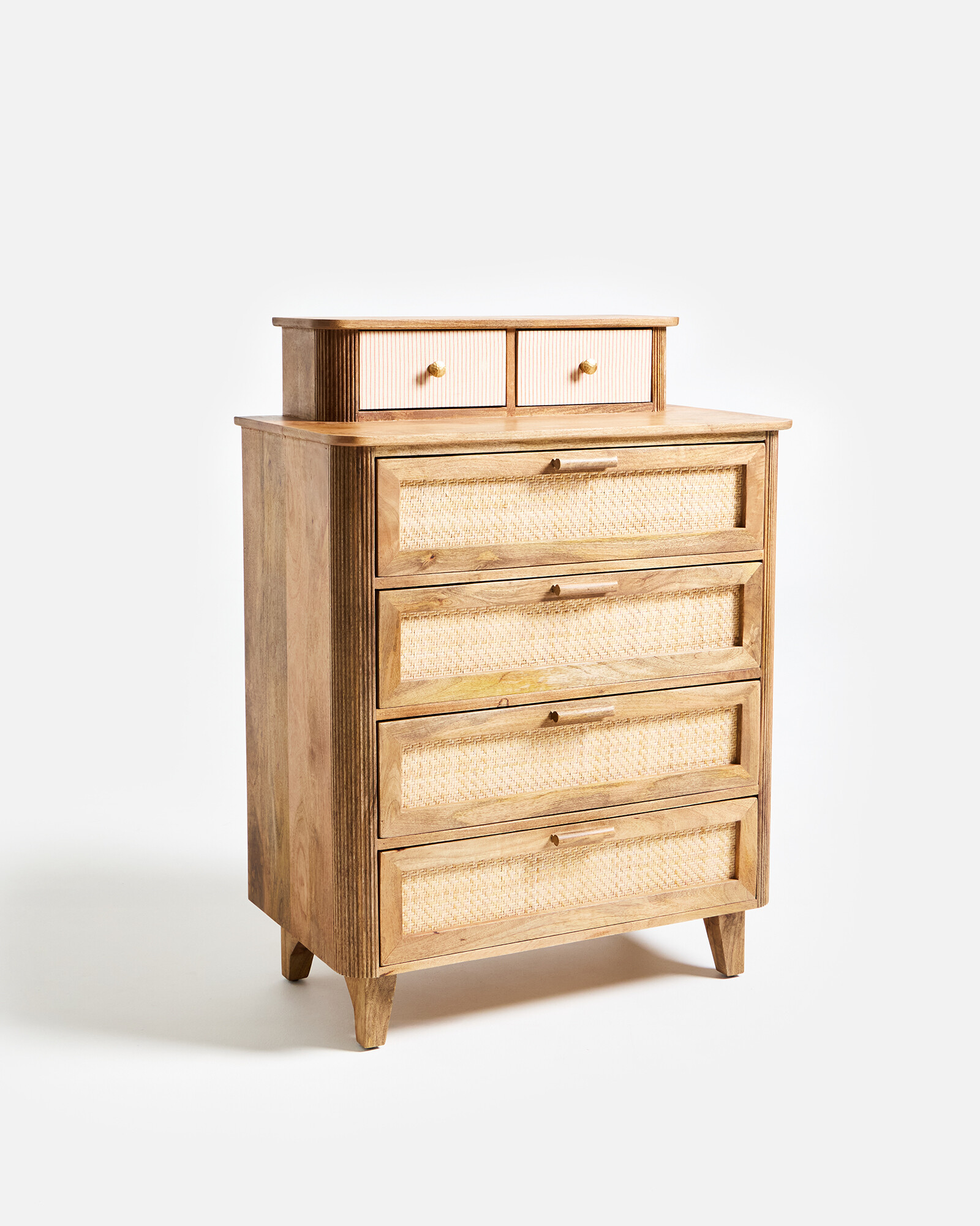 Tinta Pink Stripe Mango Wood Tallboy Chest of Drawers | Oliver Bonas