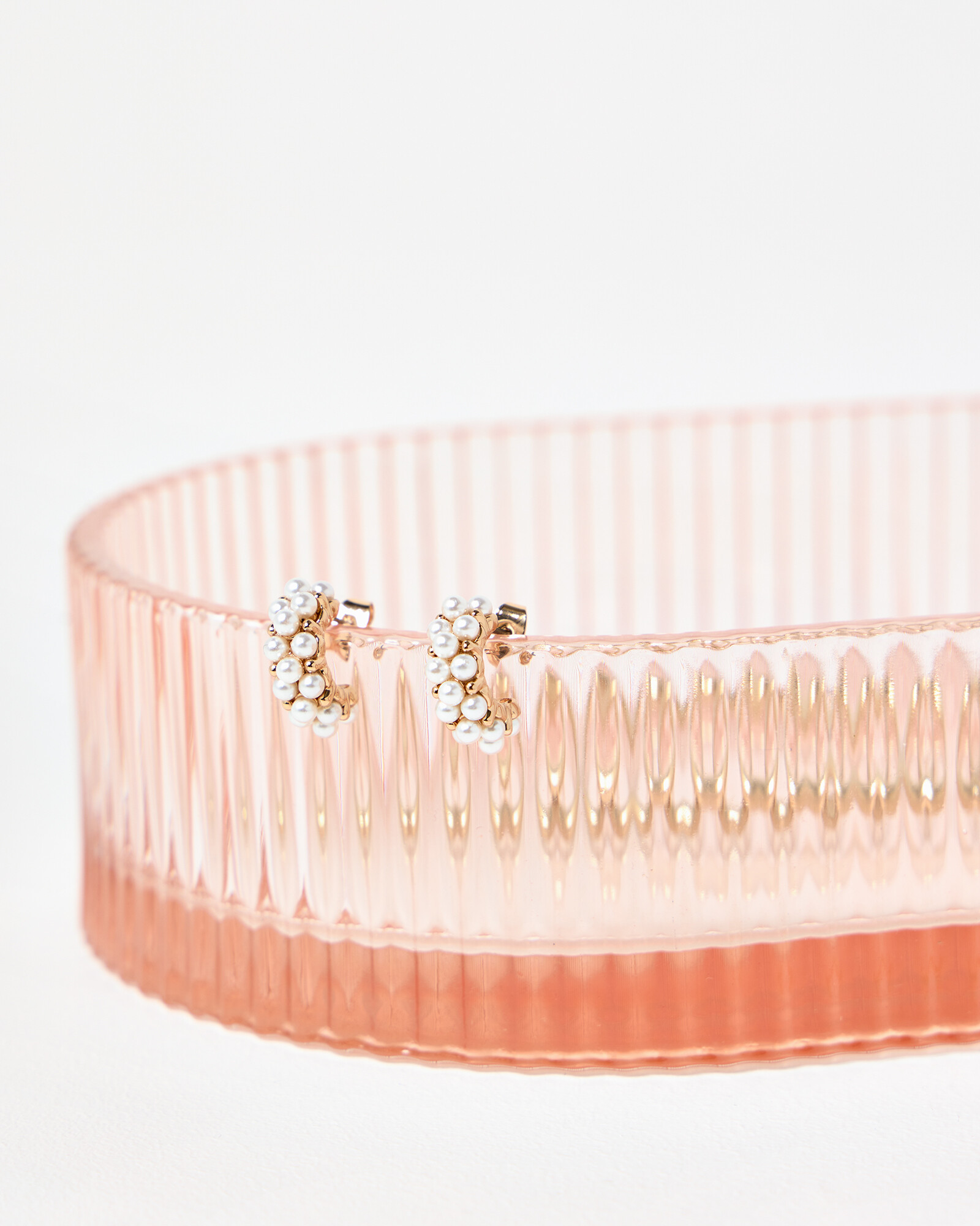 Fluted Glass Pink Storage Tray | Oliver Bonas