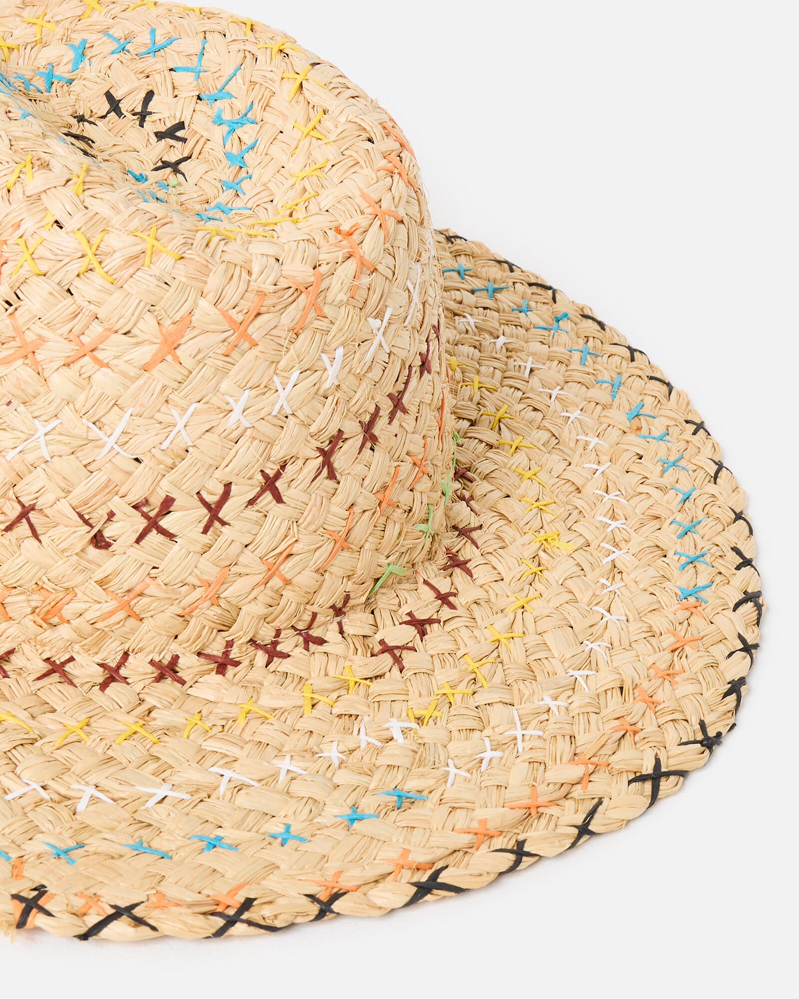 Natural Embroidered Cowboy Straw Fedora Hat | Oliver Bonas