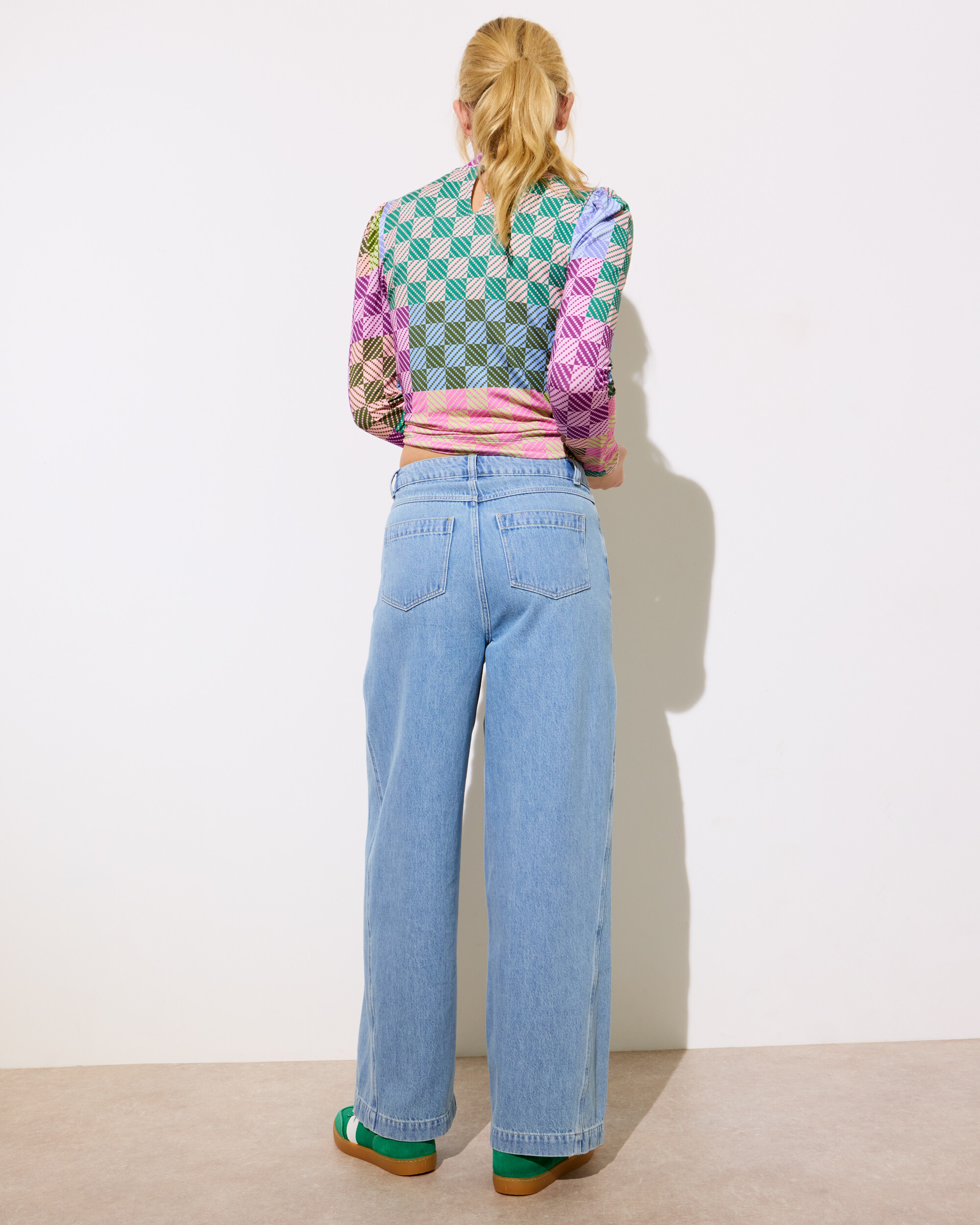 Light Blue Denim Diagonal Seam Wide Leg Jeans | Oliver Bonas