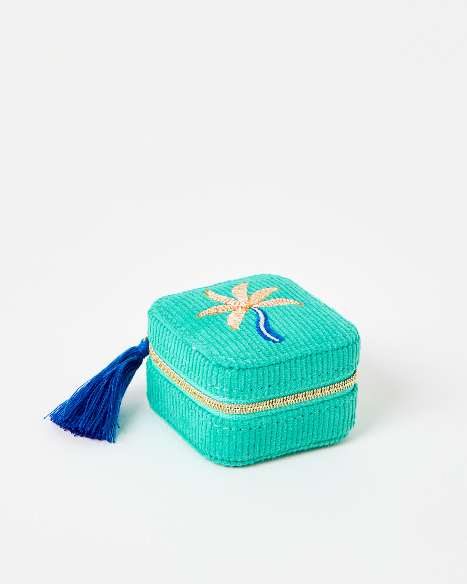 Embroidered Palm Small Square Jewellery Box | Oliver Bonas