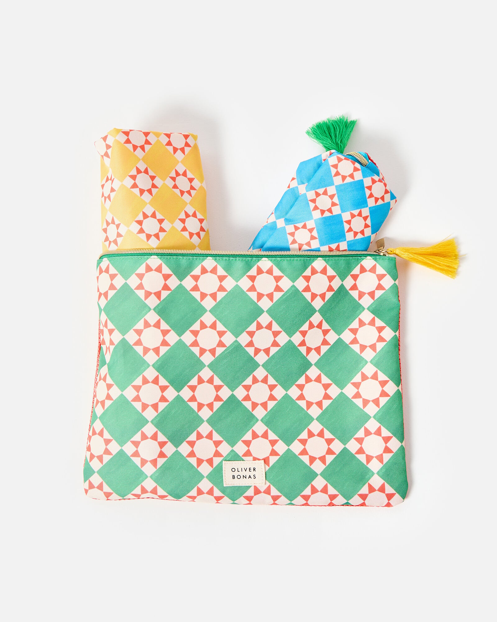 Geometric Sun Tile Packing Cubes Set of Three | Oliver Bonas