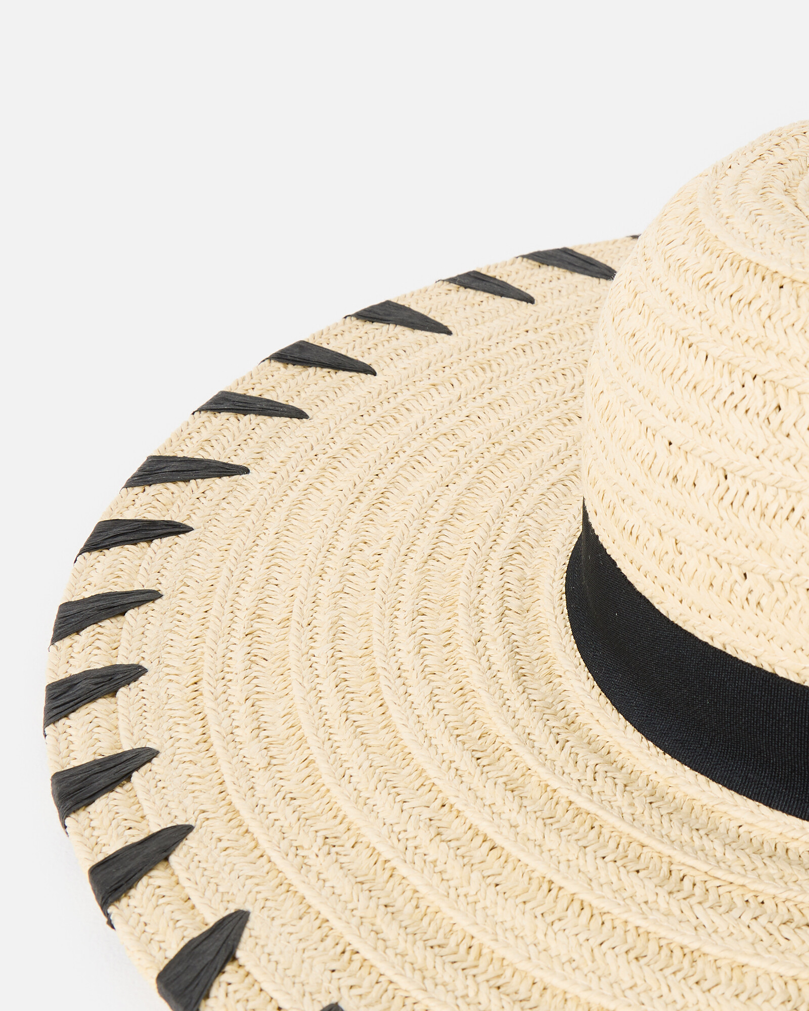 Natural & Black Whipstitch Edge Floppy Straw Hat | Oliver Bonas