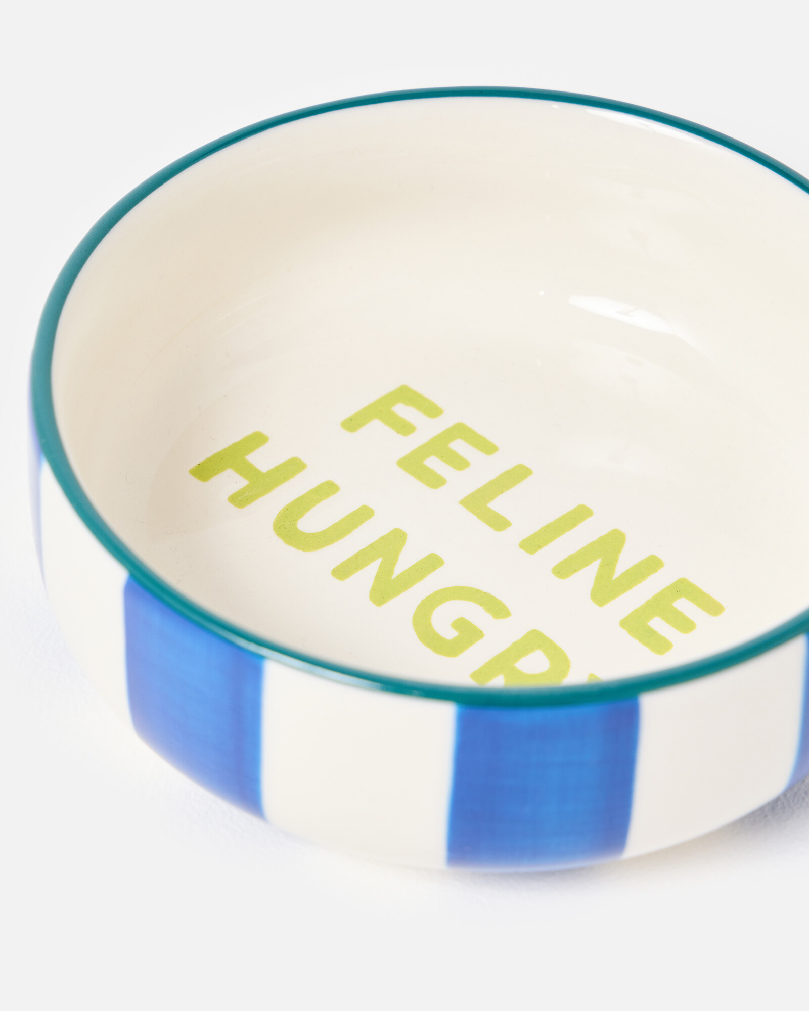 Feline Hungry Blue Stripe Pet Bowl | Oliver Bonas