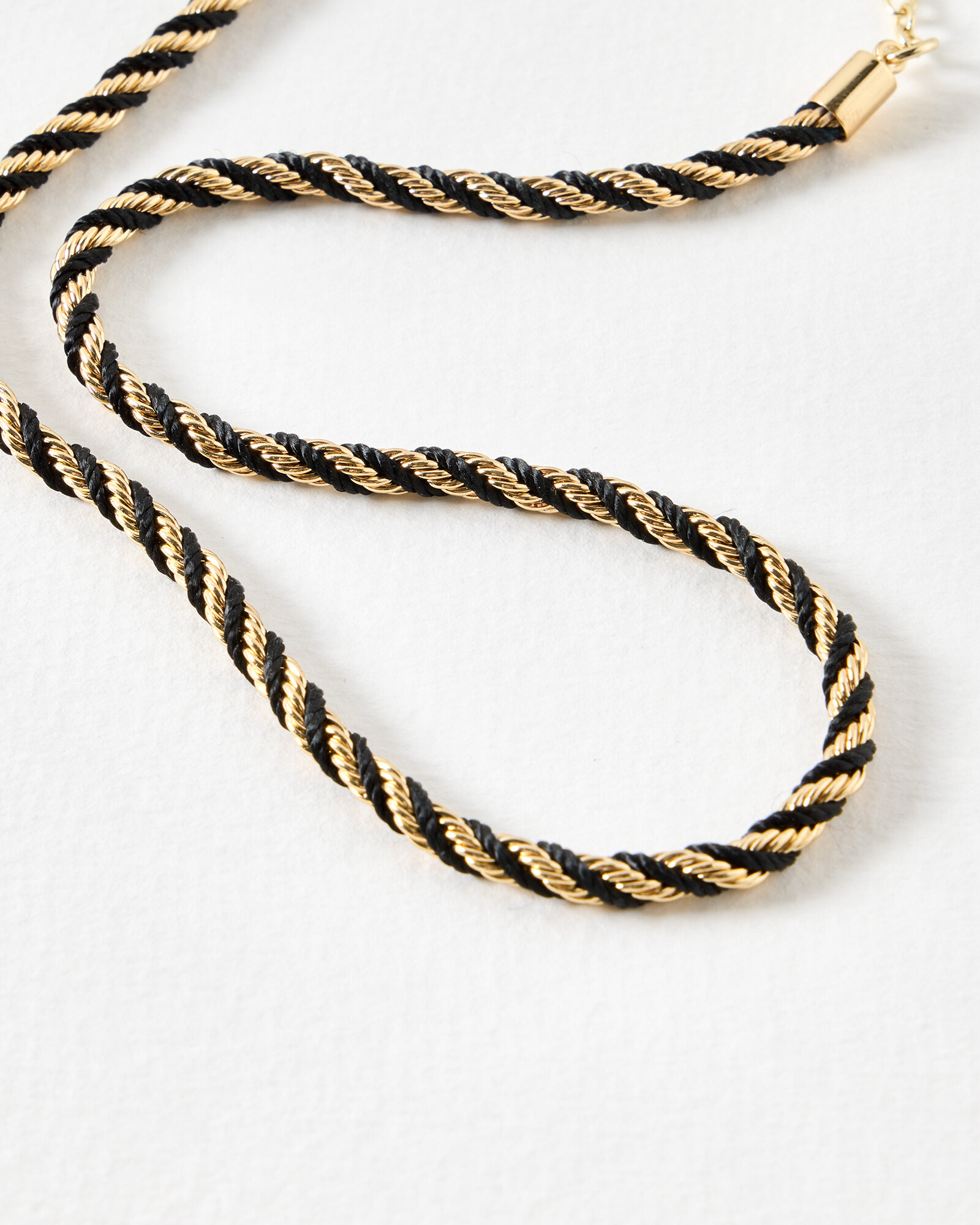 Nancy Twisted Black & Gold Tone Rope Chain Necklace | Oliver Bonas