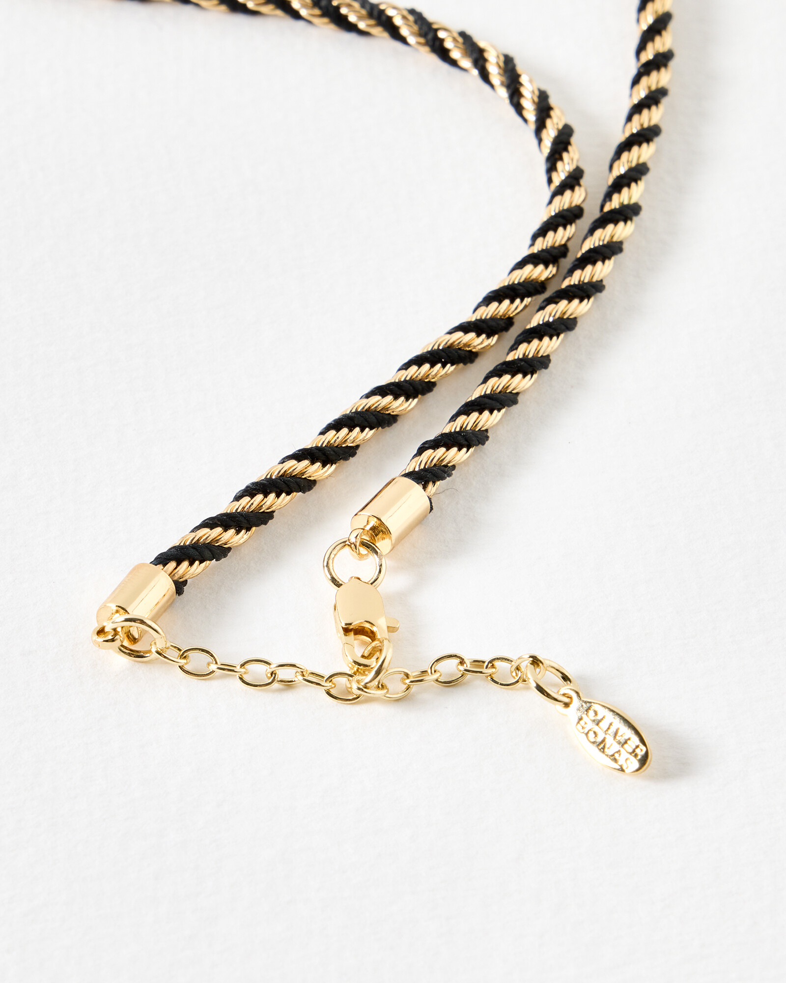 Nancy Twisted Black & Gold Tone Rope Chain Necklace | Oliver Bonas