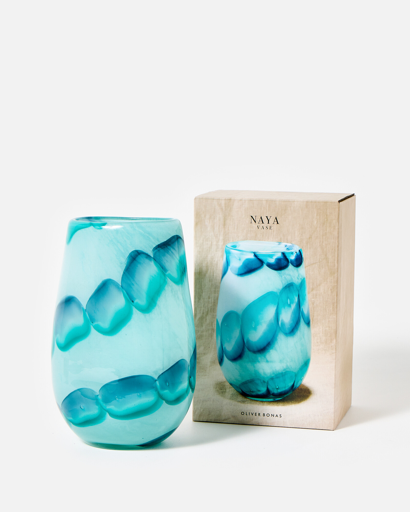 Naya Blue Glass Flower Vase | Oliver Bonas
