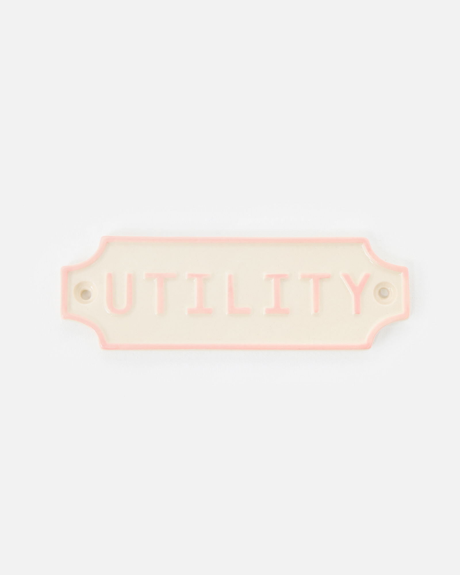 Light Pink Ceramic Utility Sign | Oliver Bonas