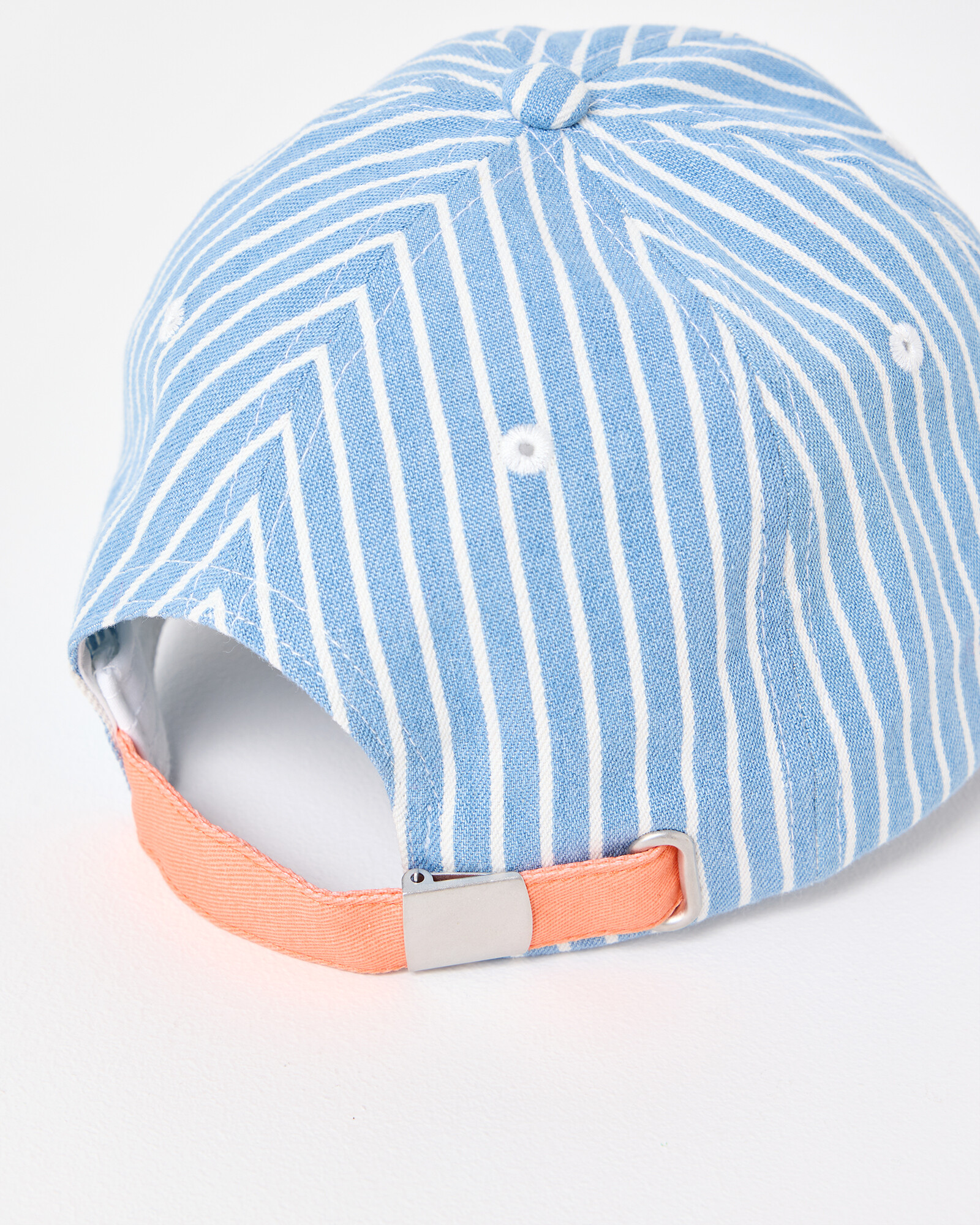 Blue Denim & White Pinstripe Cap Hat | Oliver Bonas