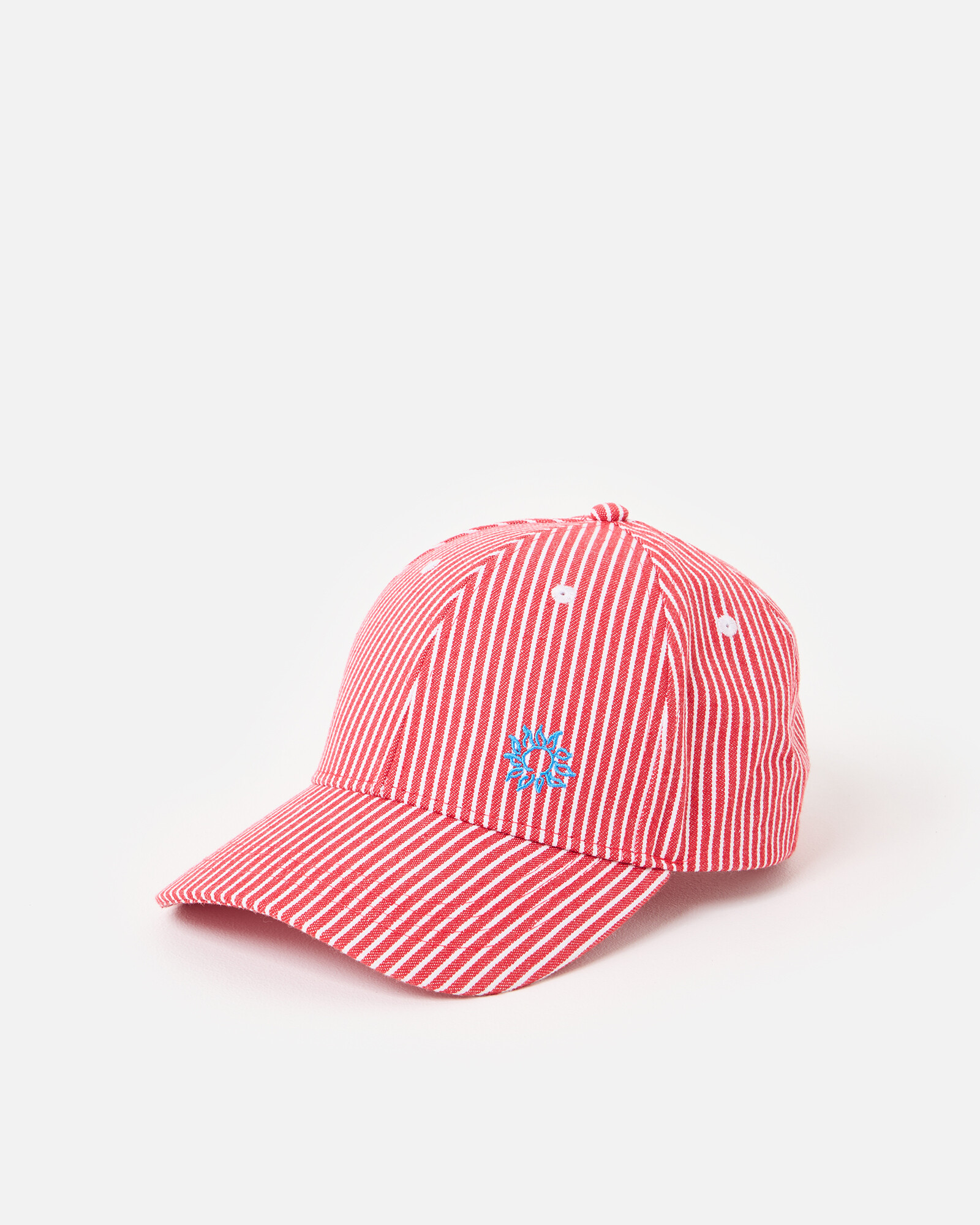 Red & White Pinstripe Cap Hat | Oliver Bonas