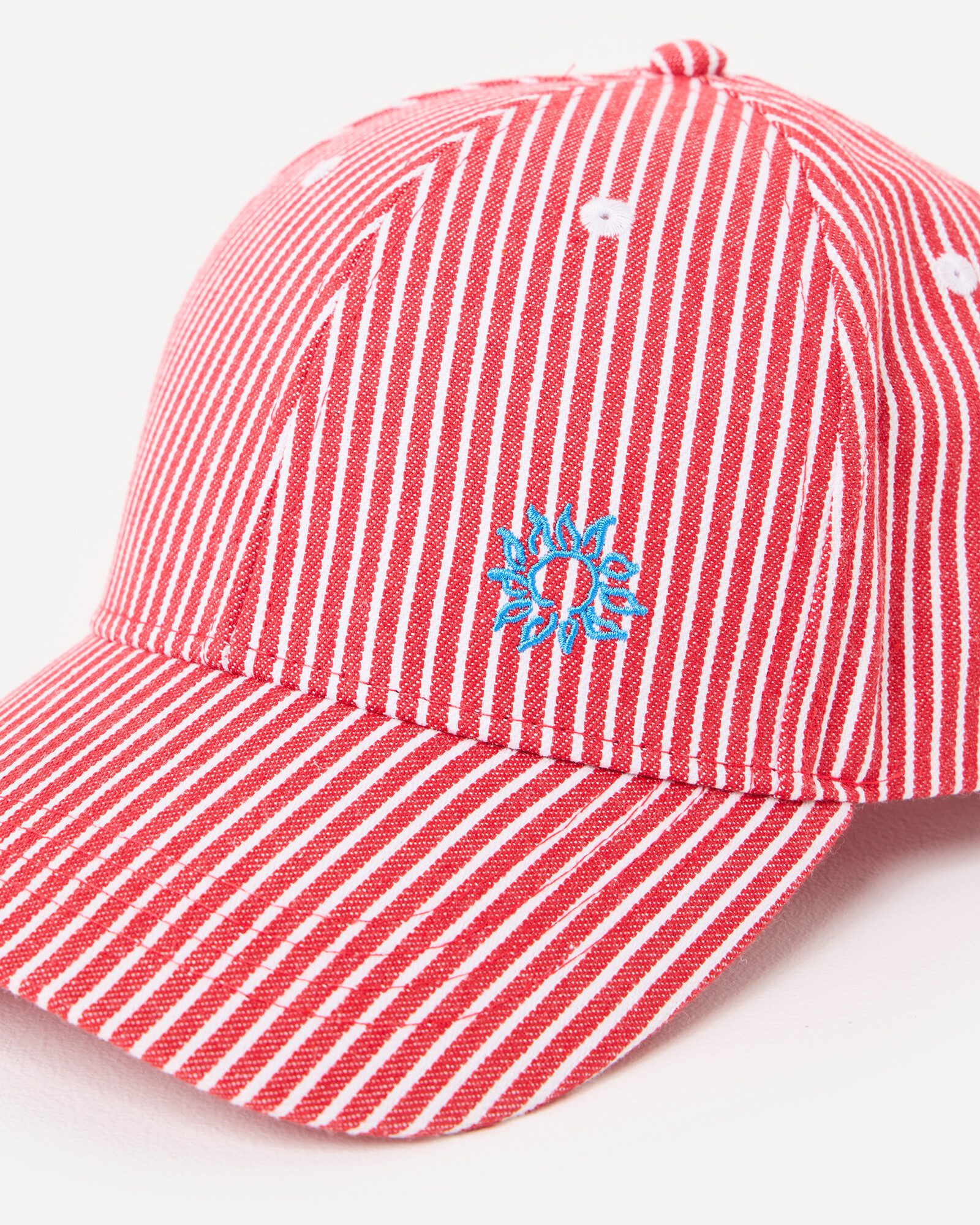 Red & White Pinstripe Cap Hat | Oliver Bonas