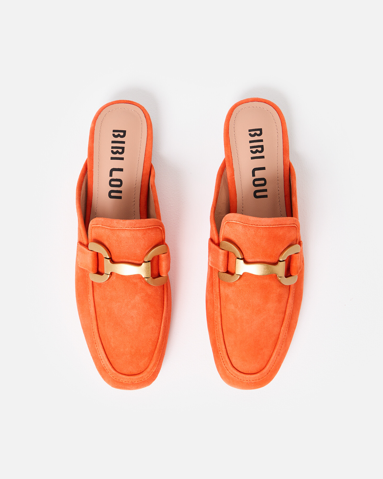 Bibi Lou Vela Orange Suede Mule Loafers | Oliver Bonas