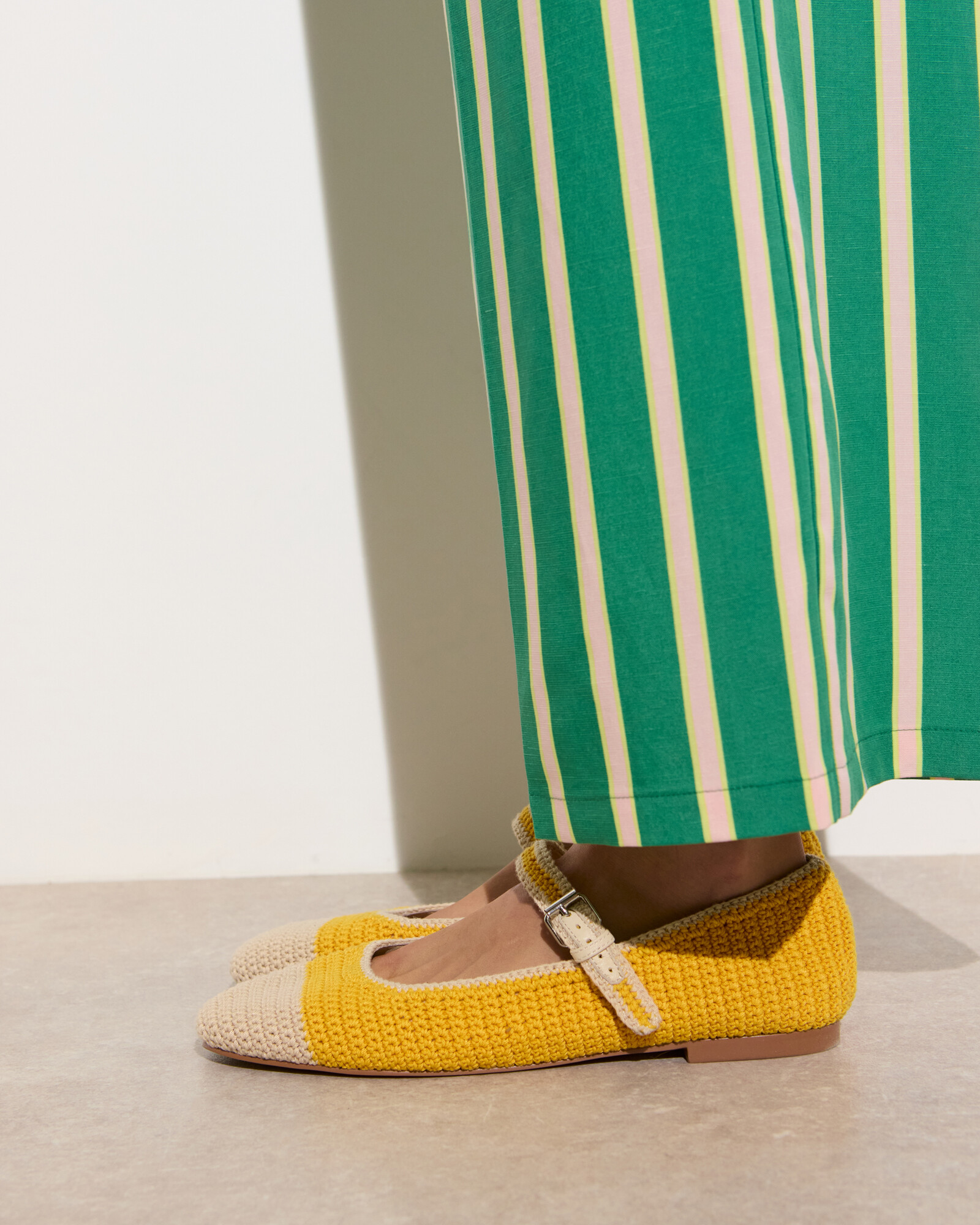 Bibi Lou Yellow Crochet Mary Janes | Oliver Bonas