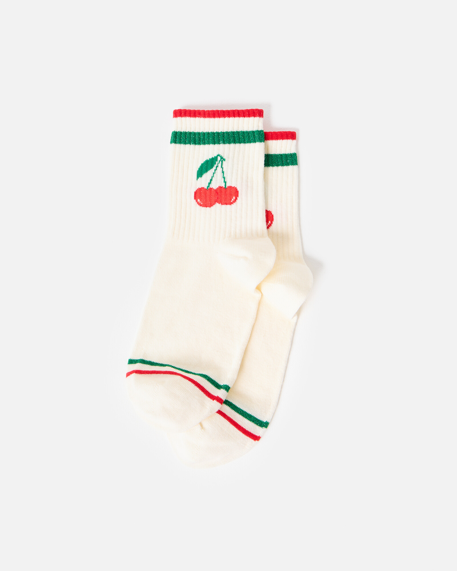 Cream Sporty Cherry Ankle Socks | Oliver Bonas