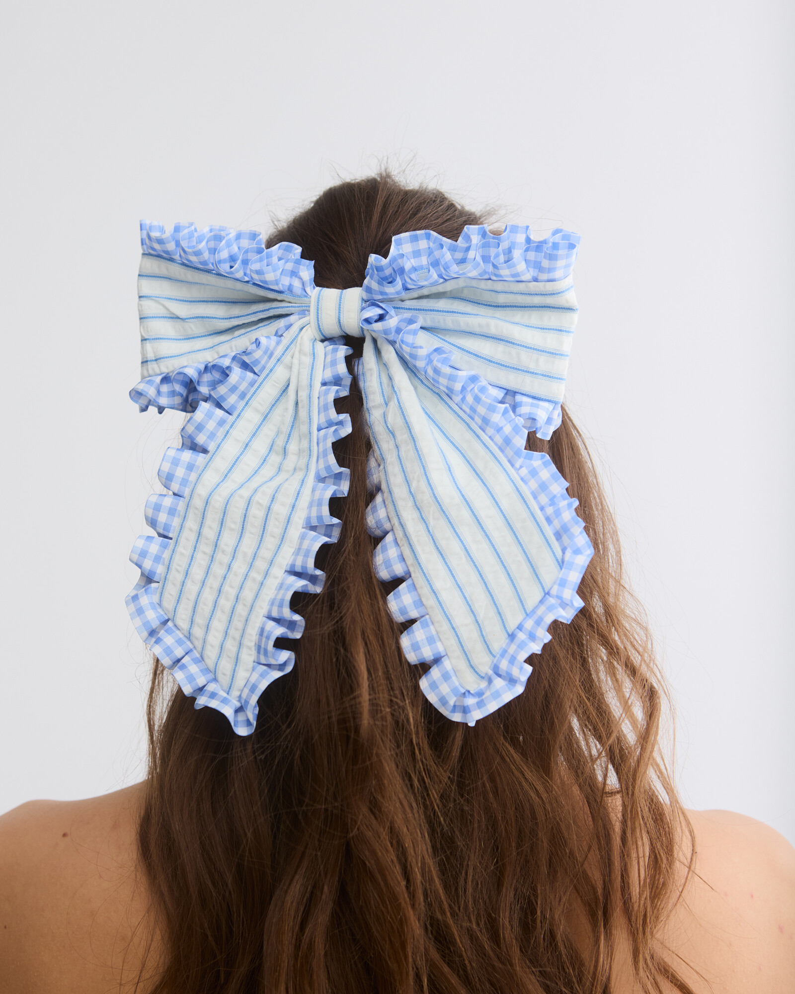 Morgan Blue & White Striped Hair Bow Clip | Oliver Bonas