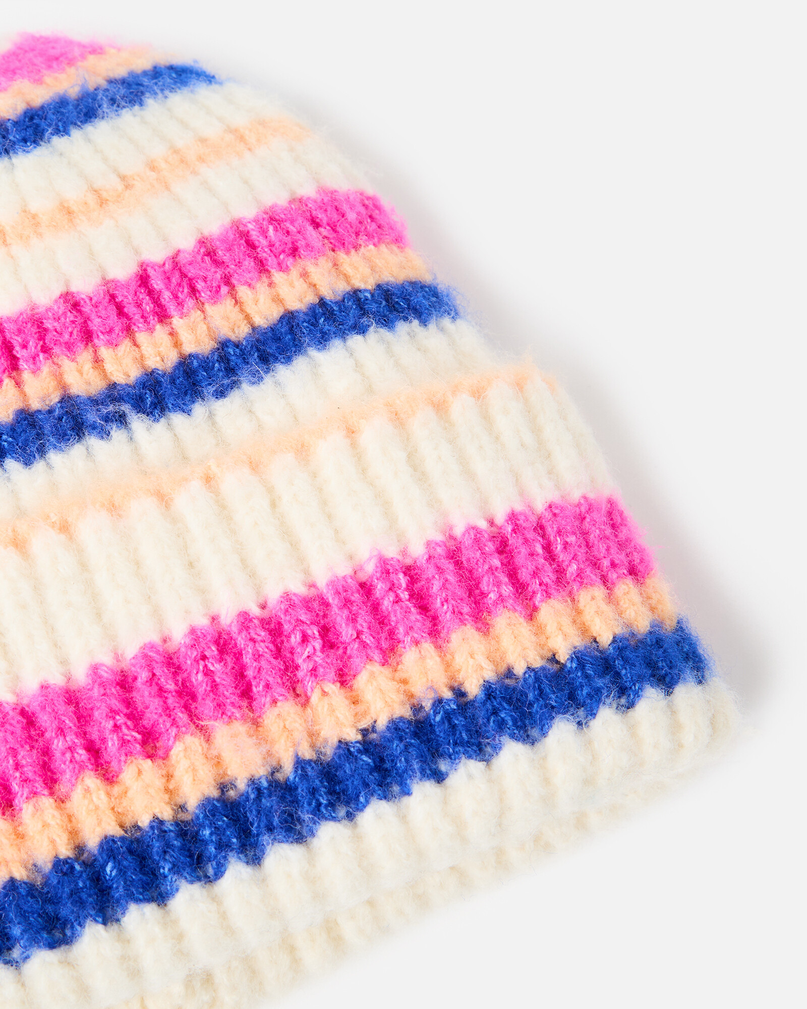 Cream Striped Knitted Beanie Hat | Oliver Bonas
