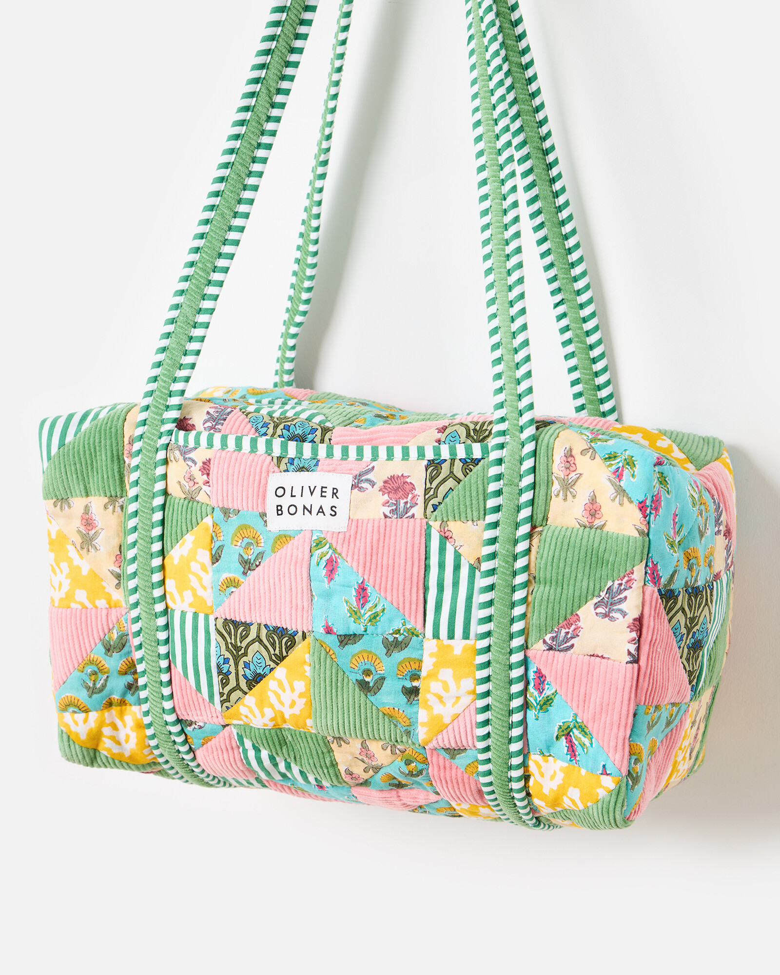 Emily Pink & Green Patchwork Quilted Bag | Oliver Bonas