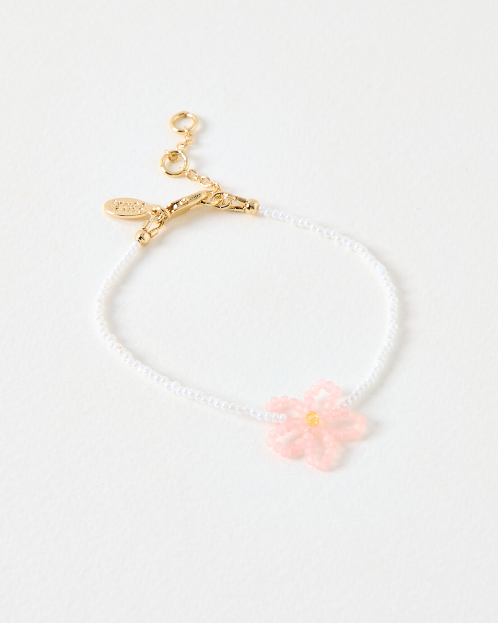 Joey Beaded Pink Flower Charm Bracelet | Oliver Bonas
