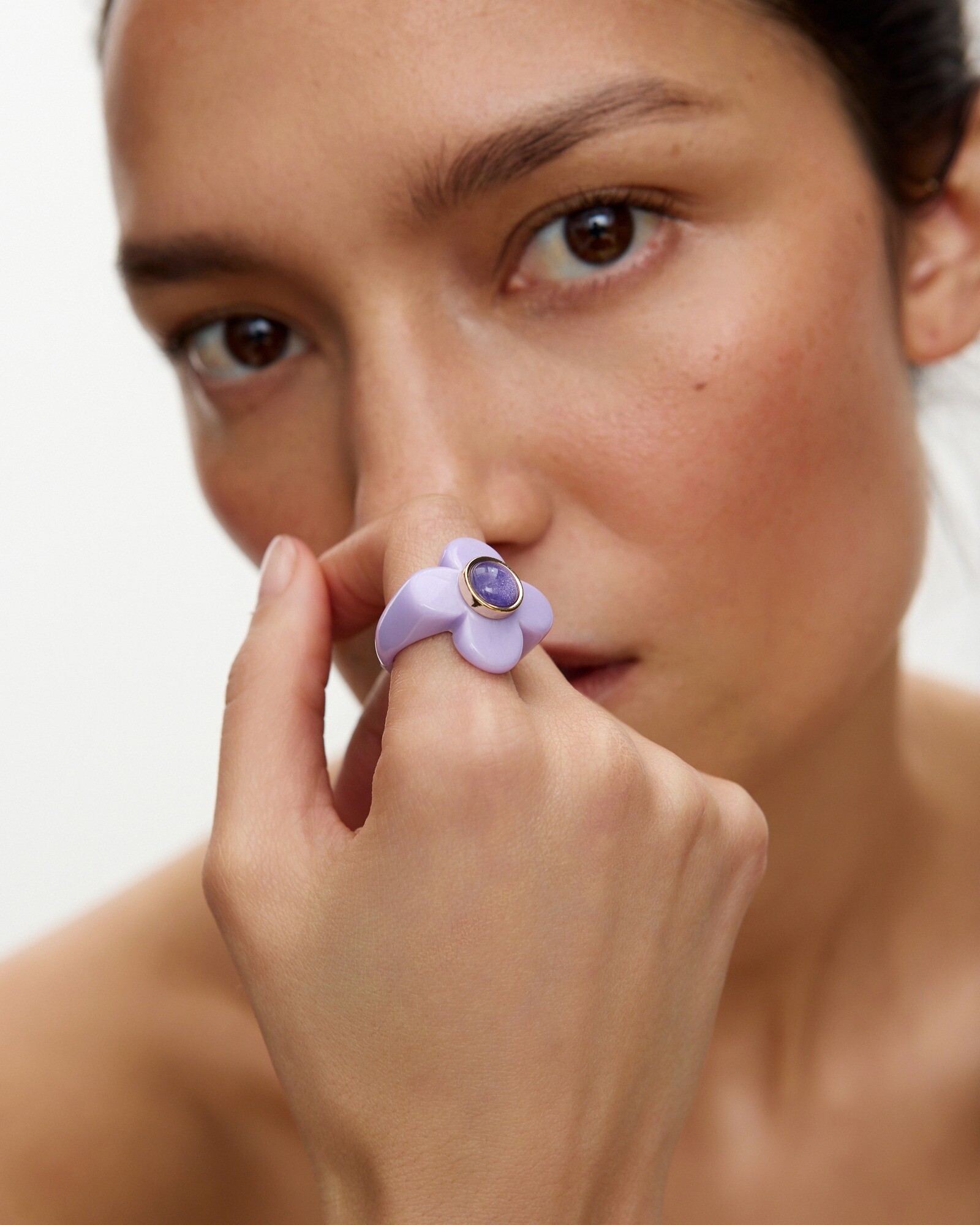 Nina Purple Flower Statement Ring | Oliver Bonas