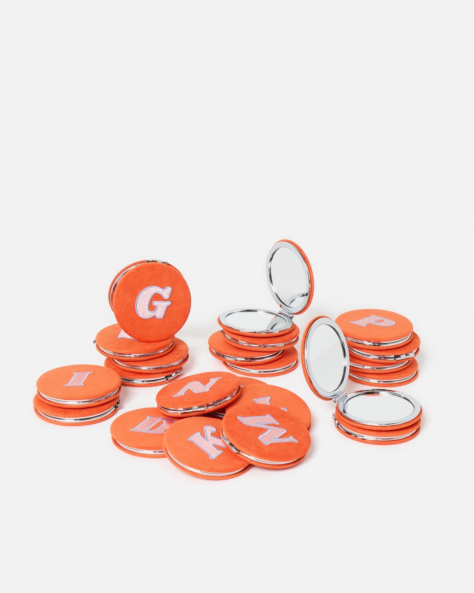 Ola Alphabet Initial Embroidered Compact Mirrors | Oliver Bonas