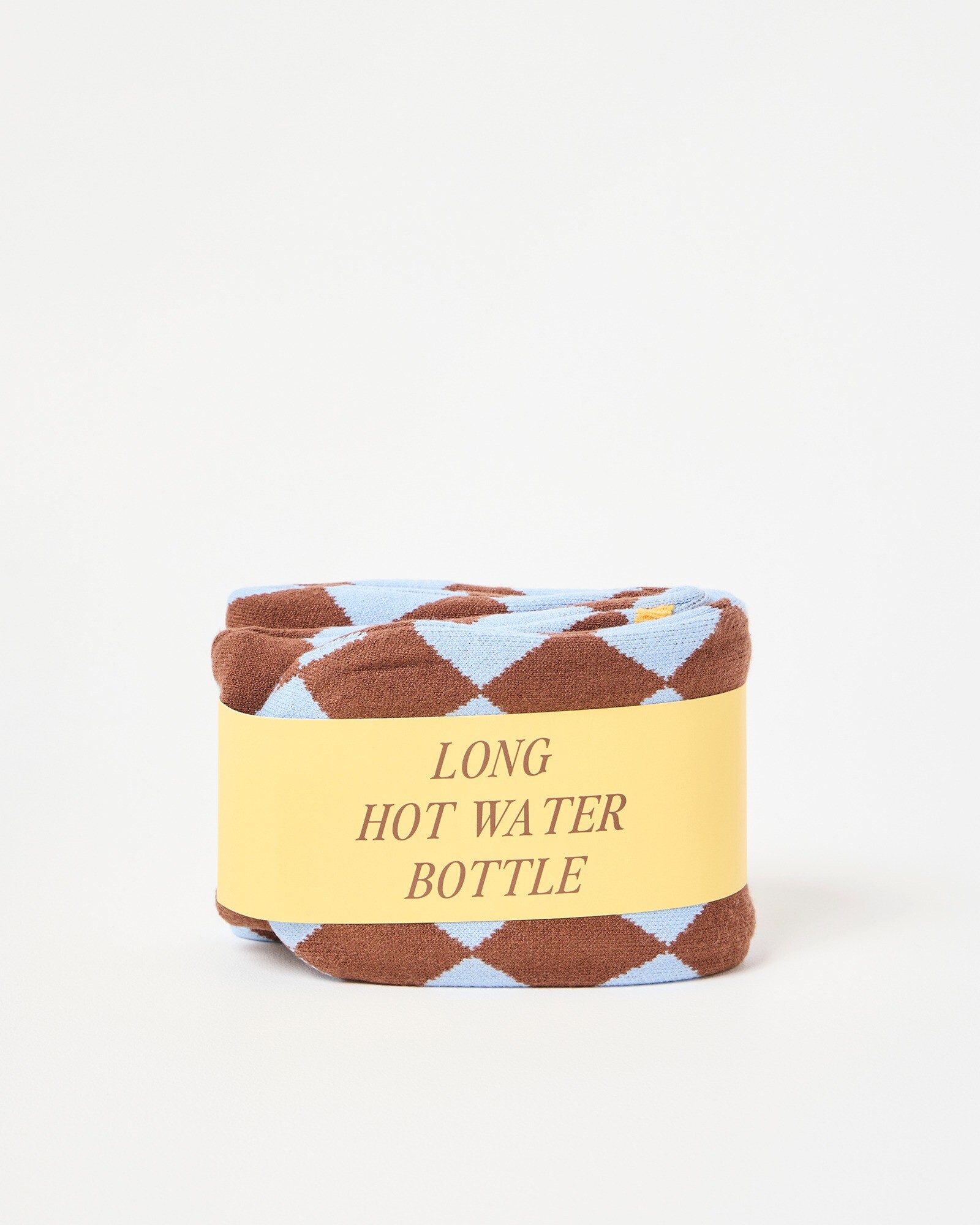 Harlequin Blue & Brown Long Hot Water Bottle | Oliver Bonas