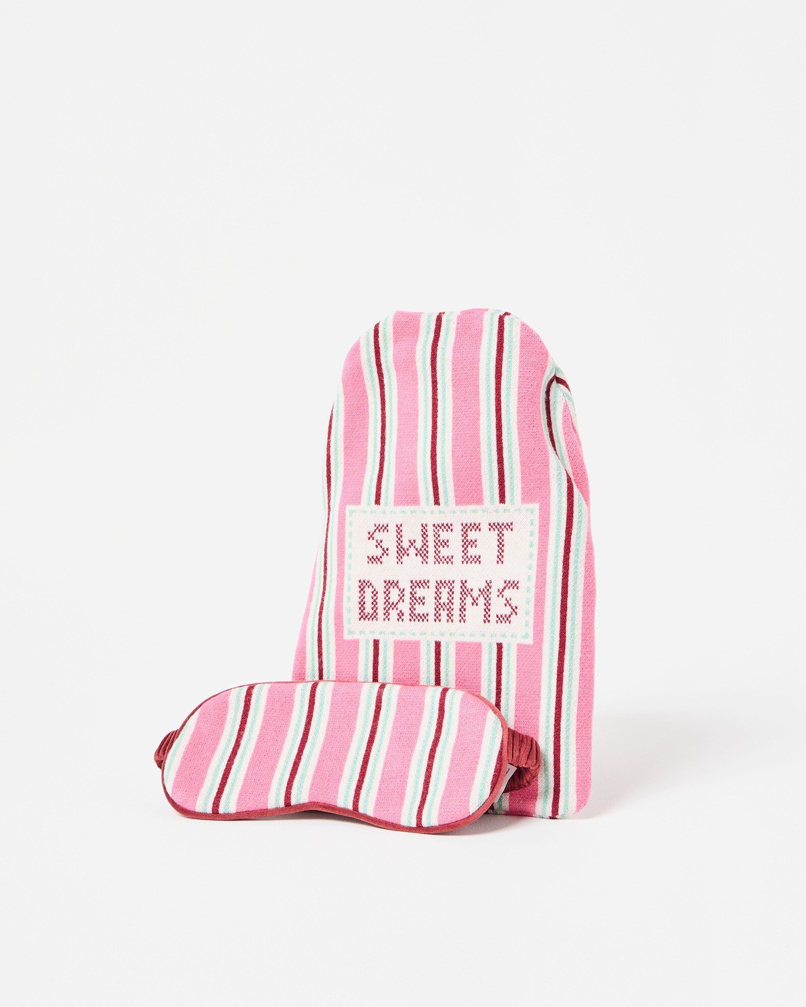 Knitted Pink Stripe Hot Water Bottle Set | Oliver Bonas