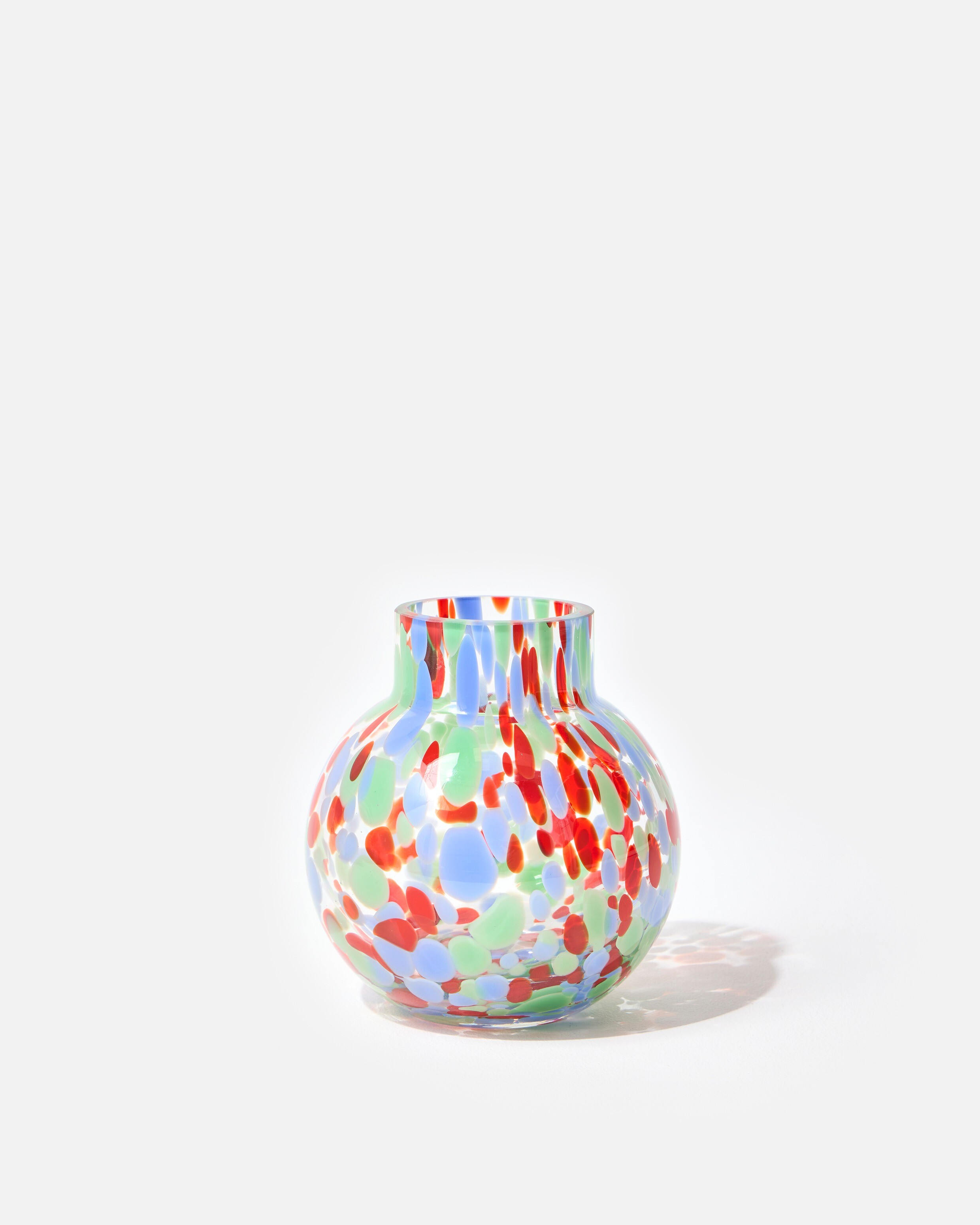 Maya Blue & Green Speckle Short Glass Vase | Oliver Bonas
