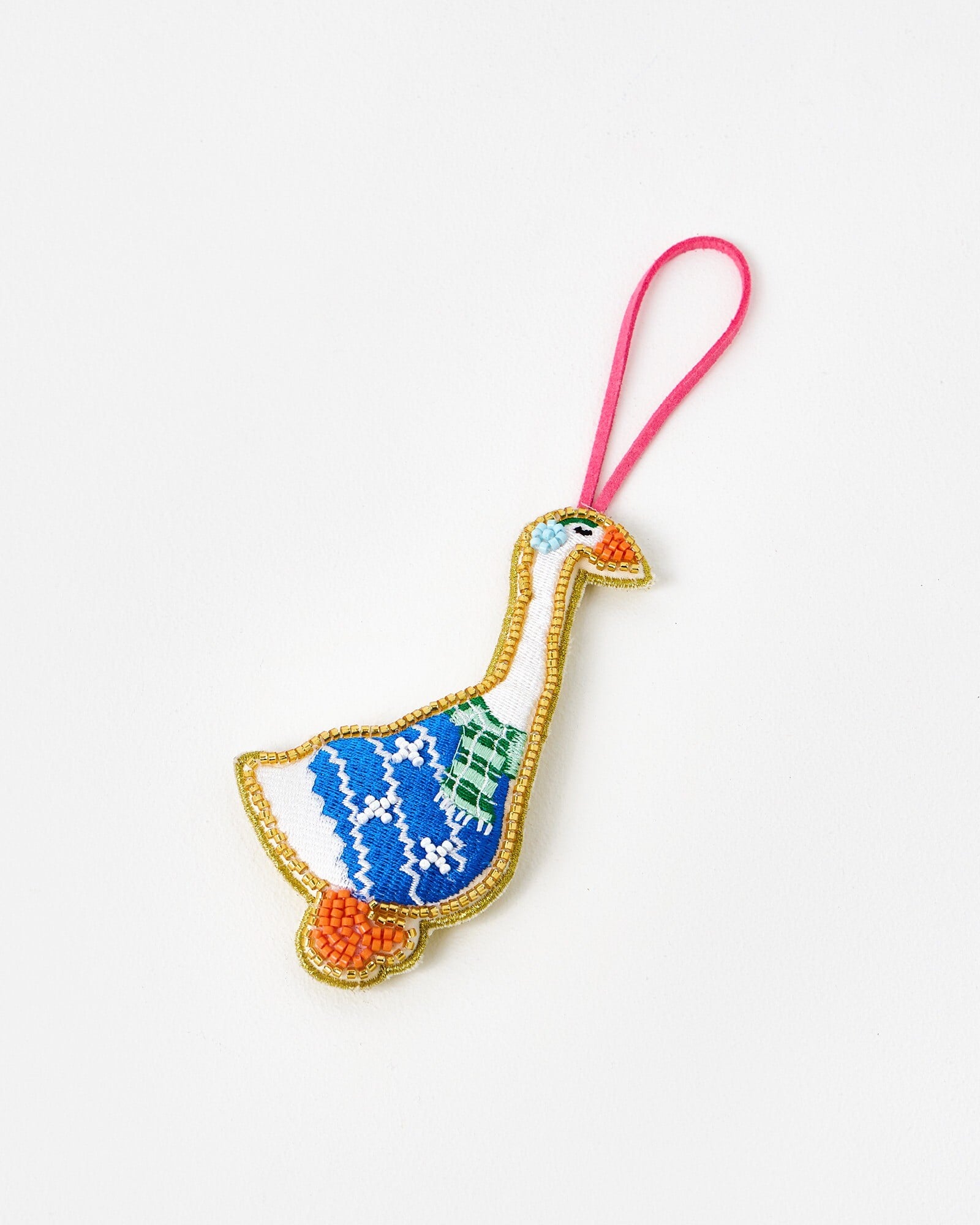 Chalet Goose Embroidered Christmas Tree Decoration | Oliver Bonas