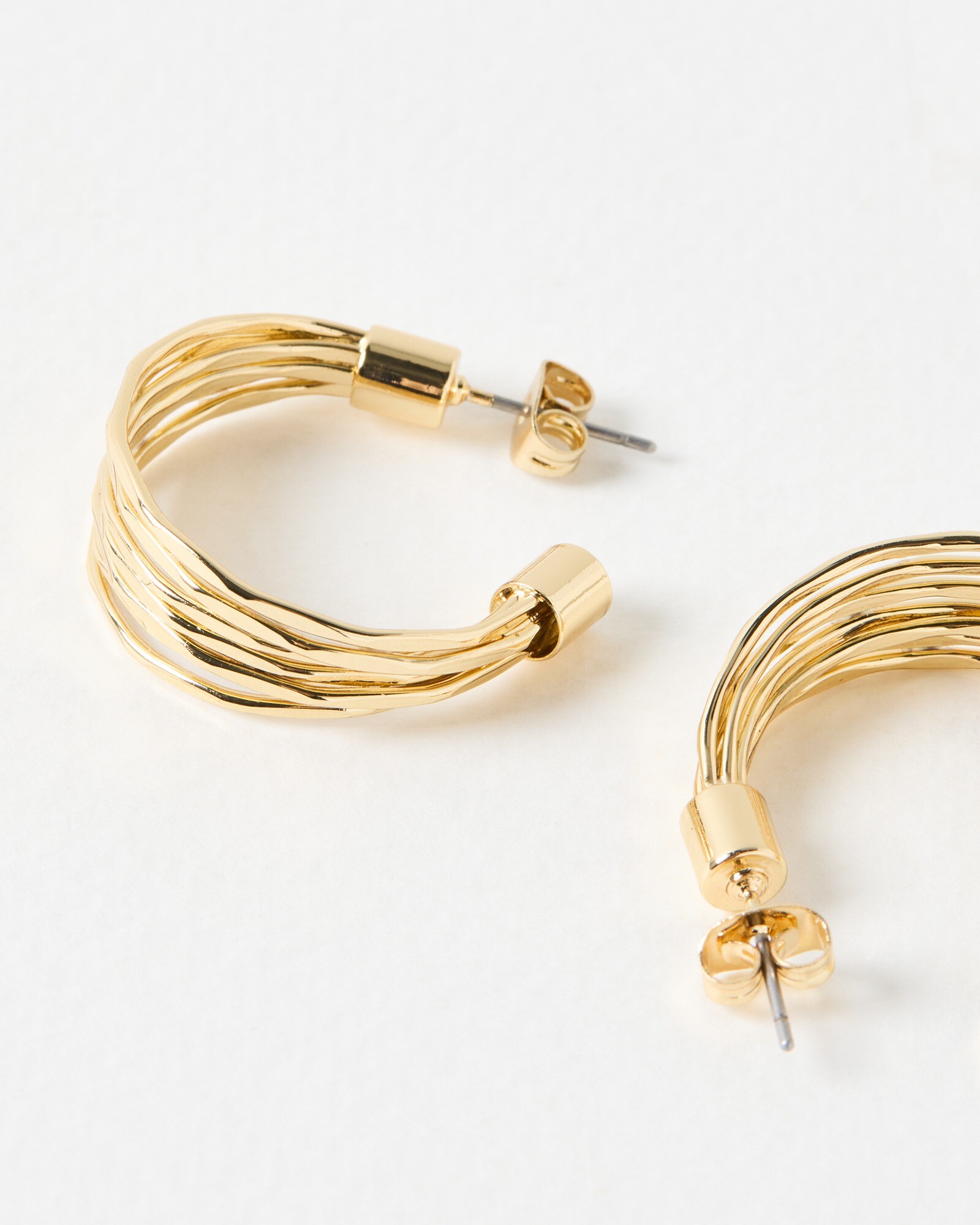 Nadia Small Multi Strand Gold Tone Hoop Earrings | Oliver Bonas