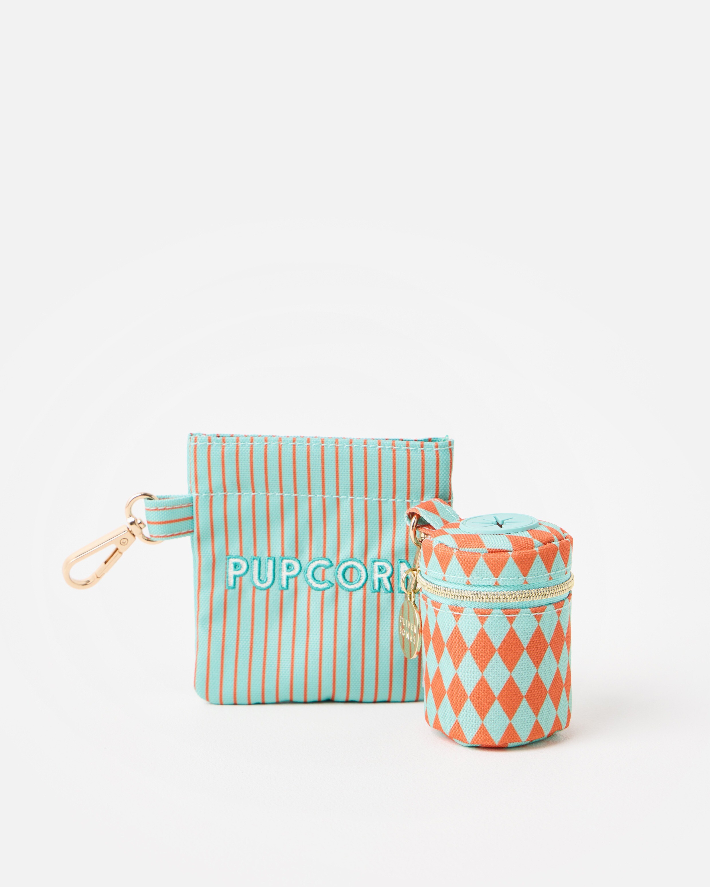 Red & Blue Diamond Pupcorn Treat Bag Dog Gift Set | Oliver Bonas