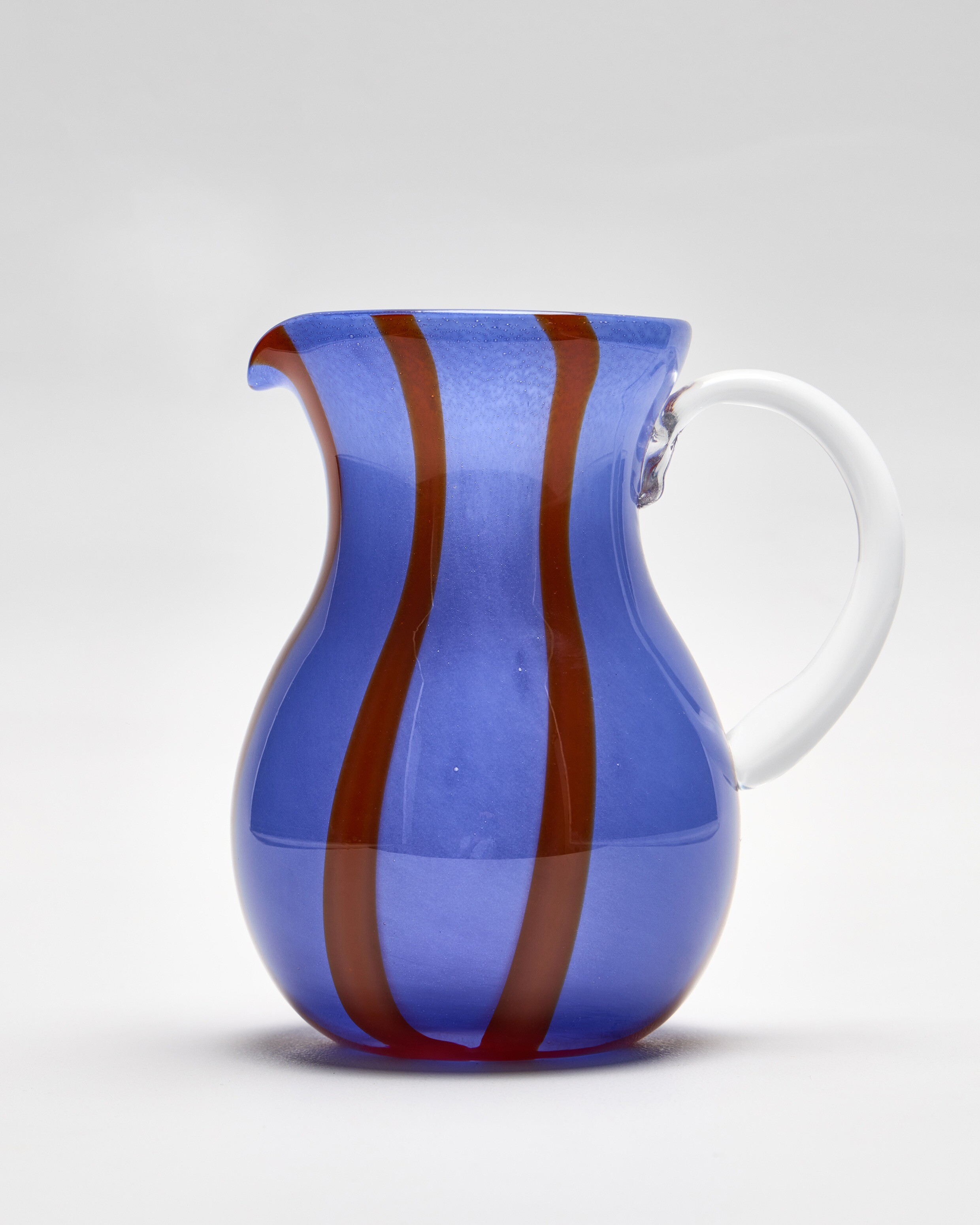 Veta Blue Stripe Round Glass Jug | Oliver Bonas