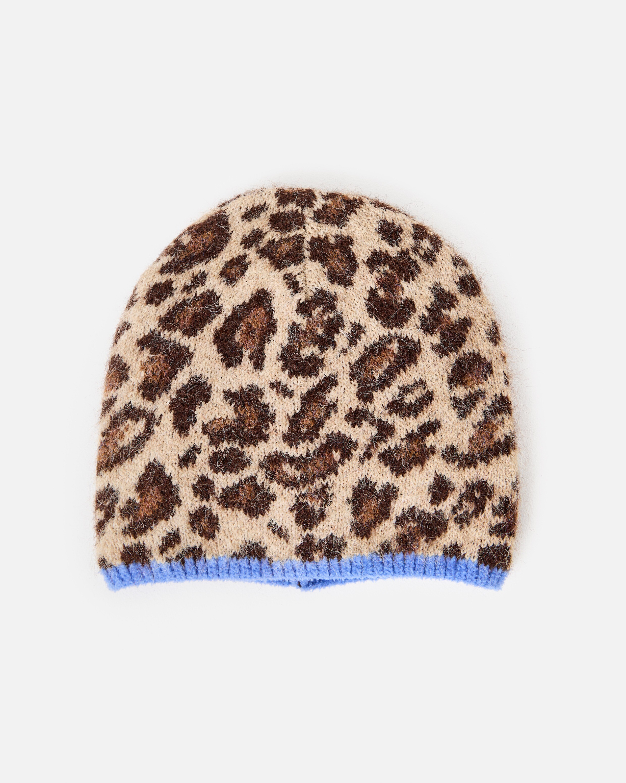 Brown Leopard Print Knitted Beanie Hat | Oliver Bonas