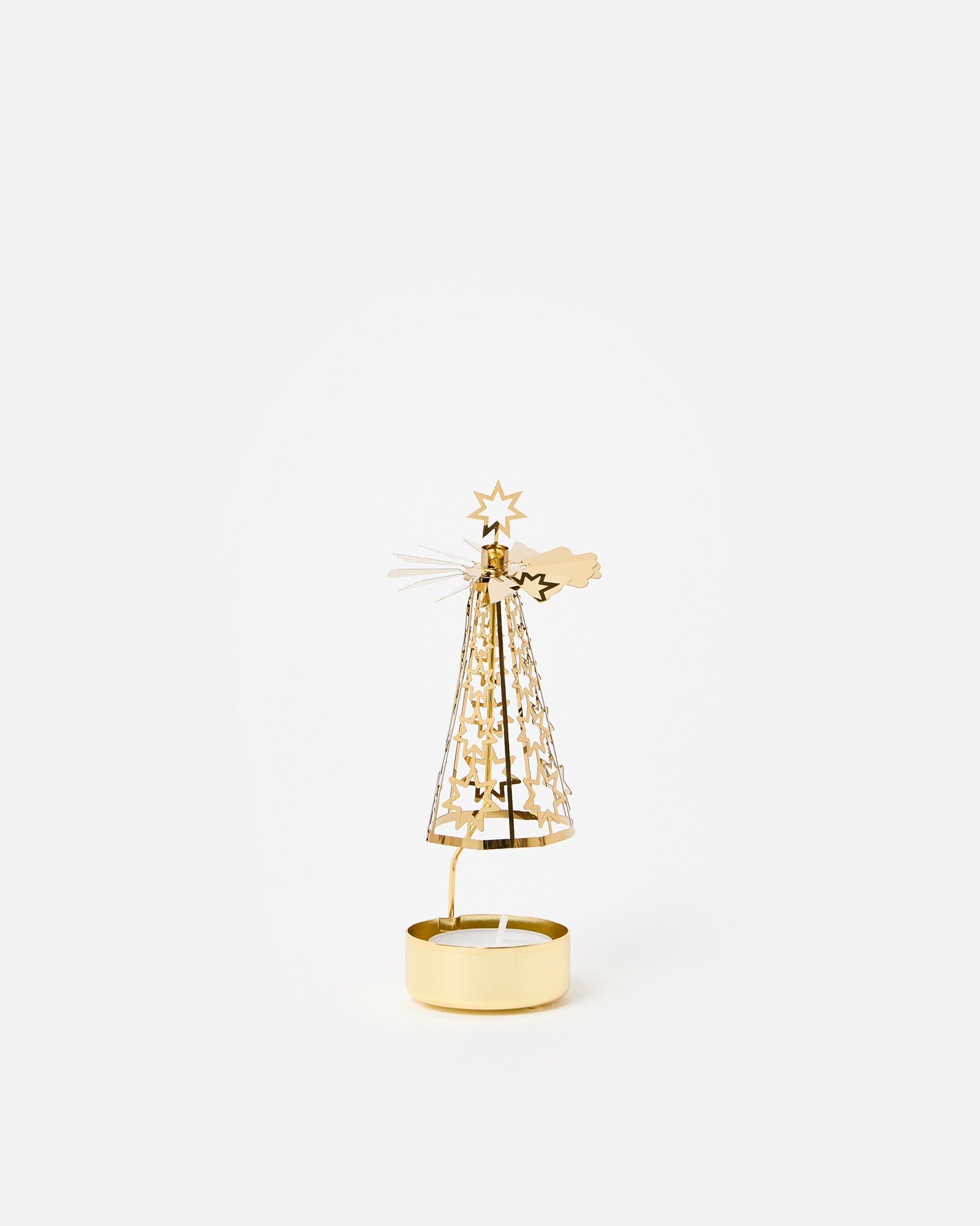 Christmas Tree Gold Tealight Spinner | Oliver Bonas
