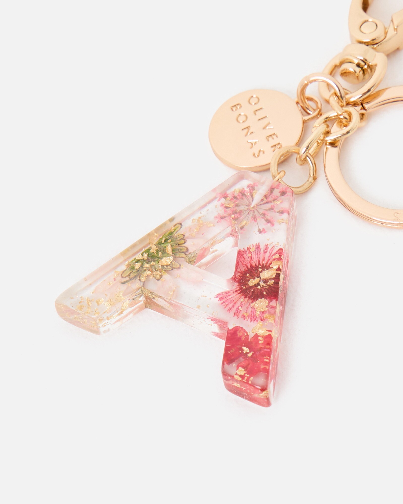 Alphabet Pink Flower Resin Initial Keyring | Oliver Bonas