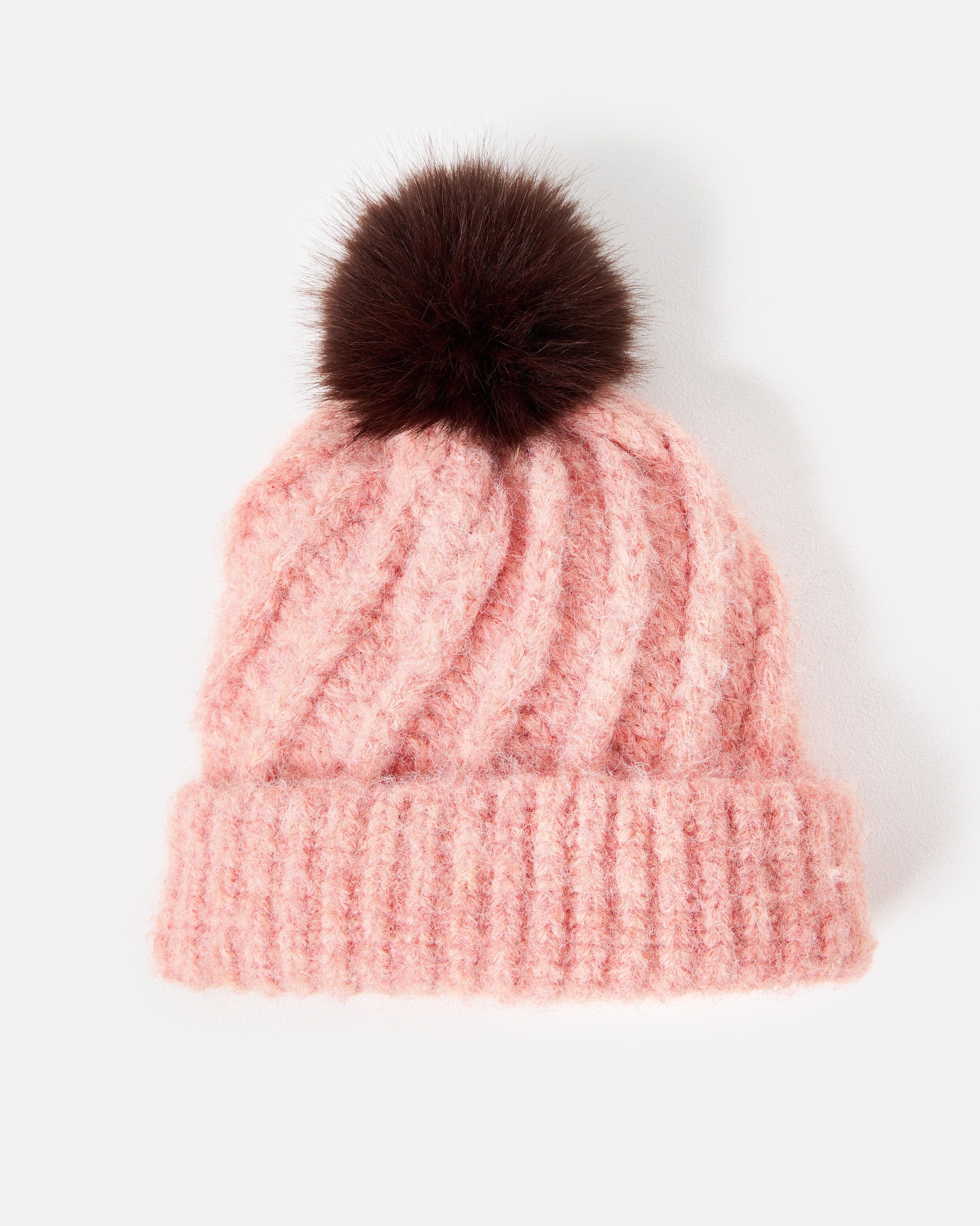 Pink Twisted Cable Knit Bobble Hat | Oliver Bonas