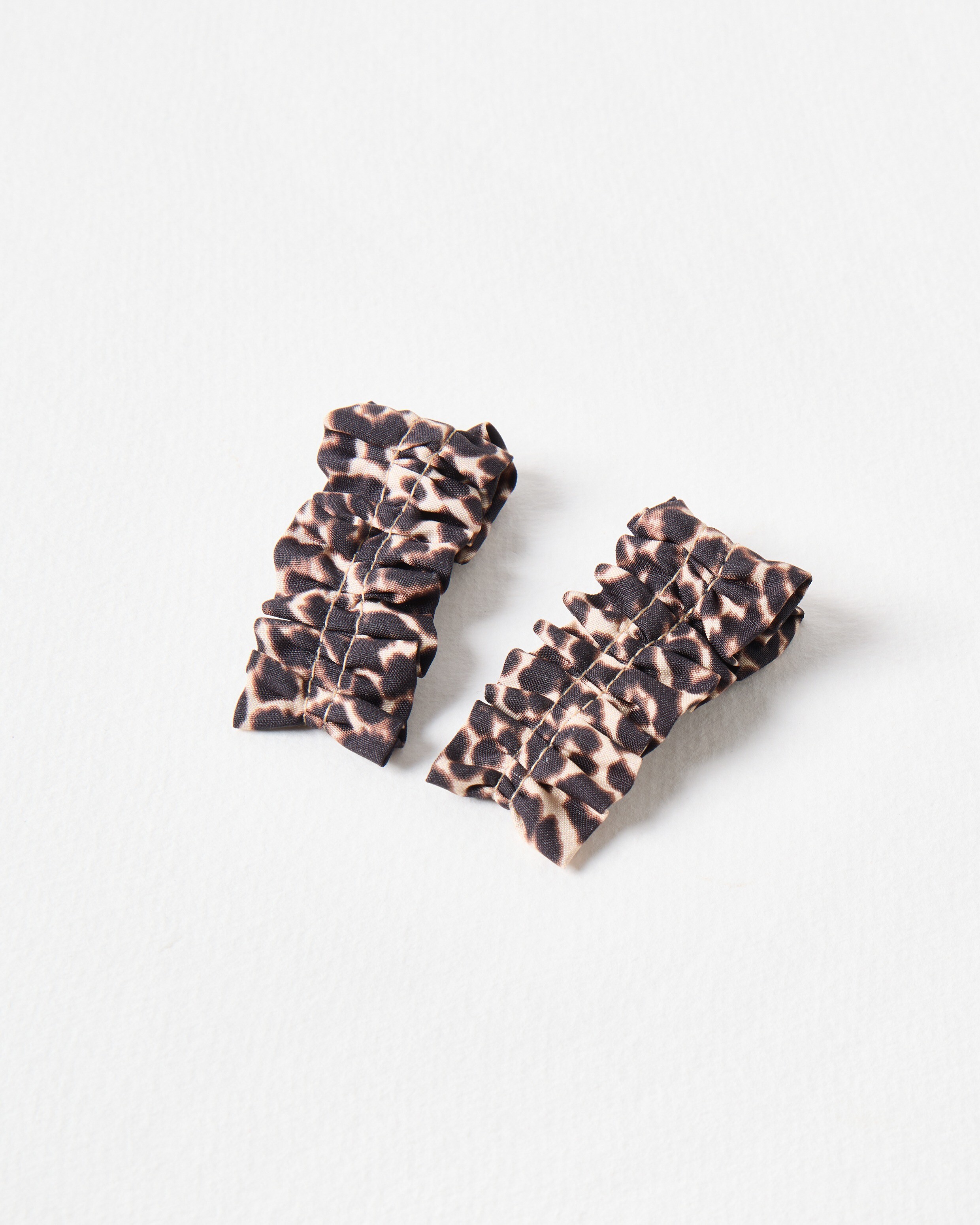 Beatriz Animal Print Ruffle Hair Clips Set of Two | Oliver Bonas