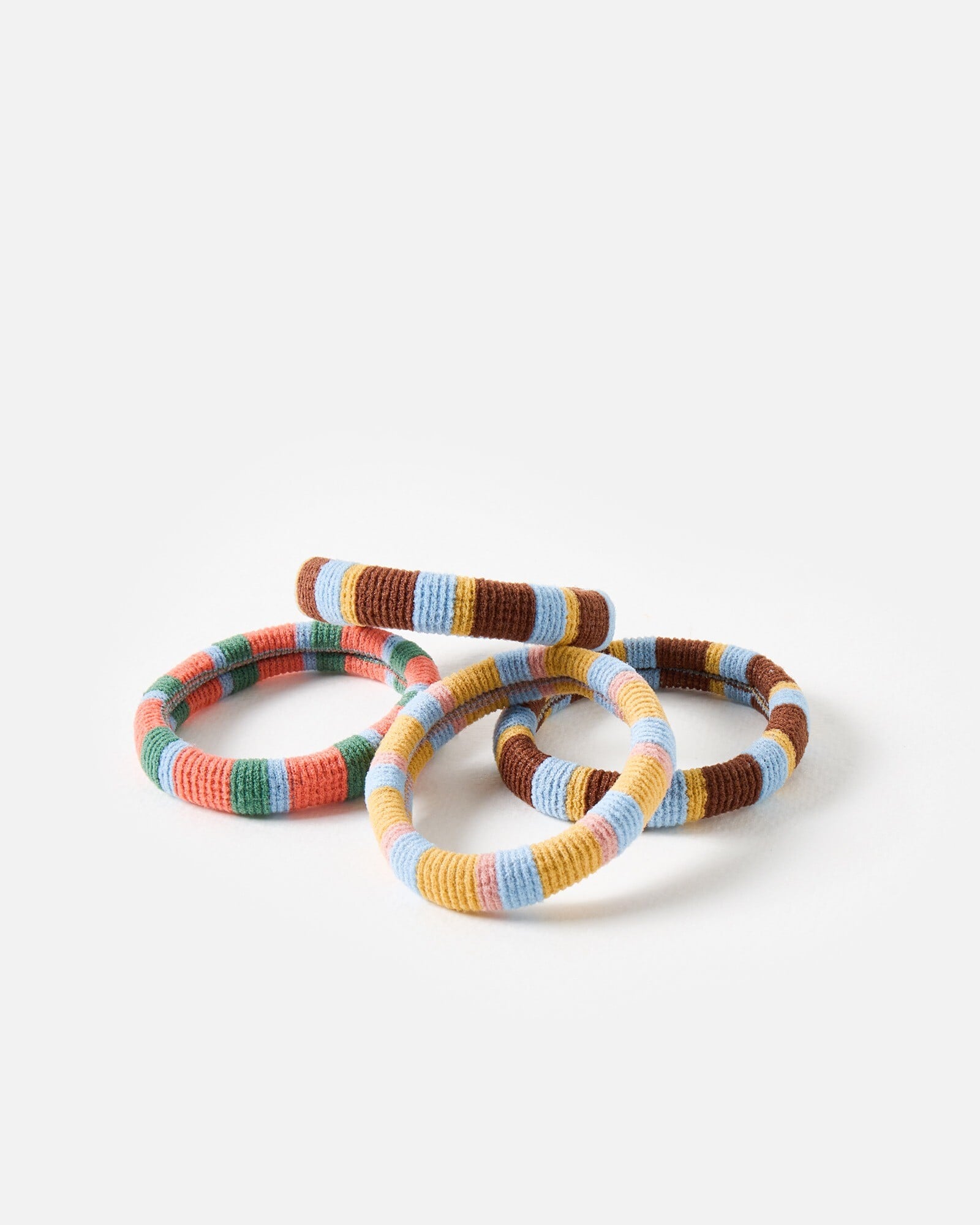 Madi Multicoloured Stripe Hair Bands Set of Four | Oliver Bonas