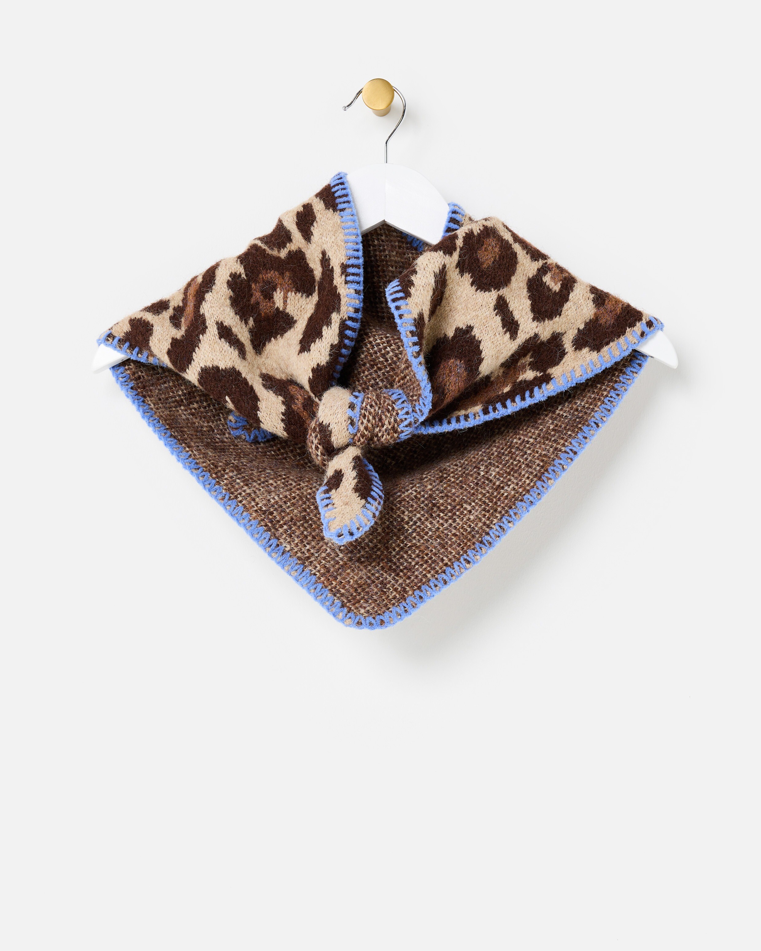 Brown Leopard Print Knitted Triangle Scarf | Oliver Bonas