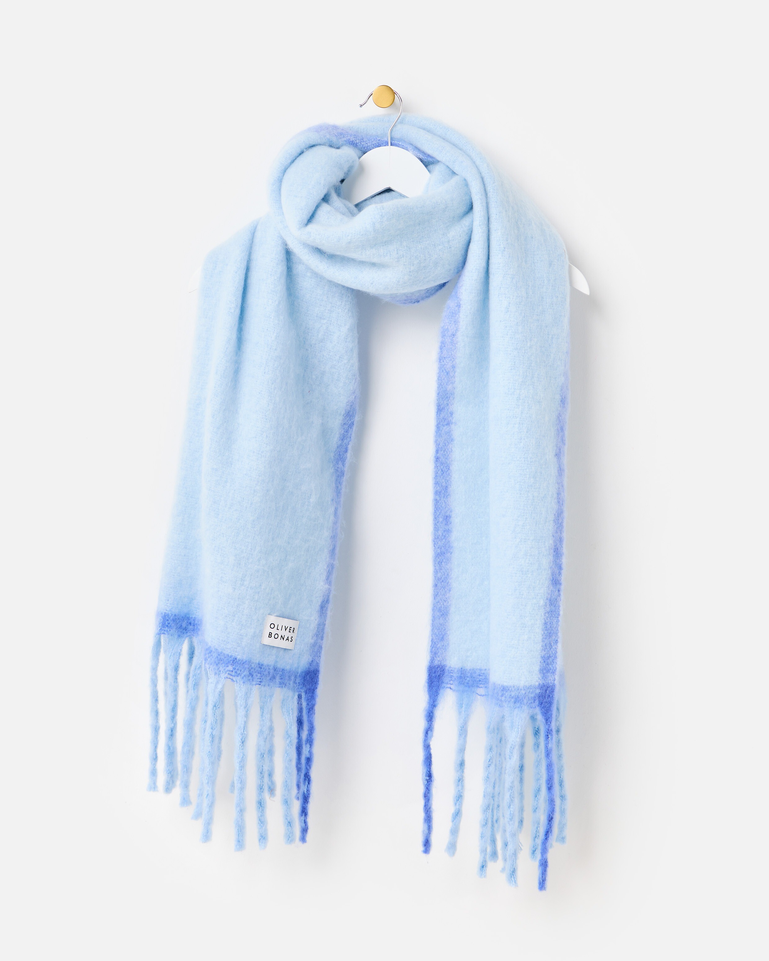 Light Blue Side Stripe Logo Heavyweight Scarf | Oliver Bonas
