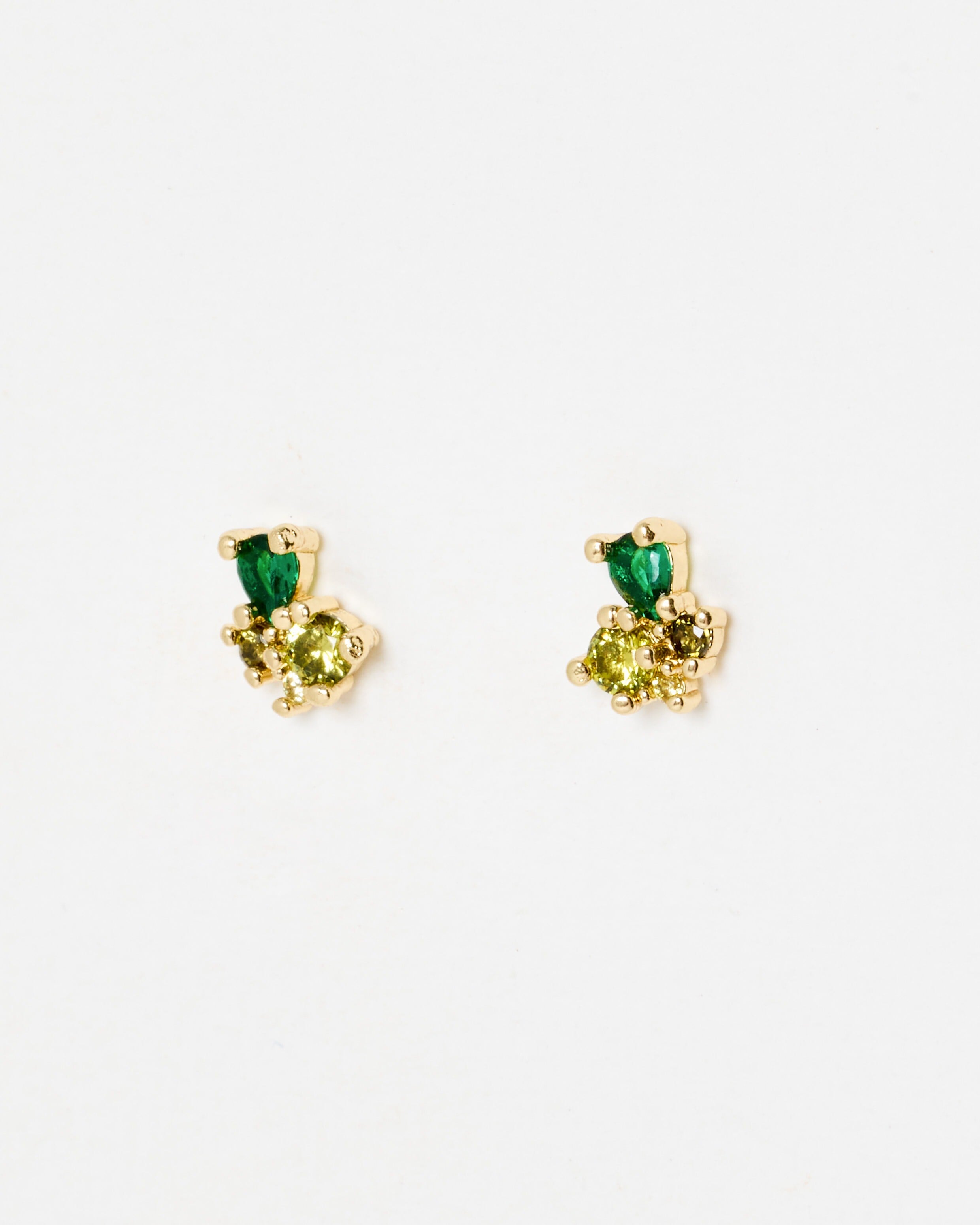 Emer Green Stone Cluster Stud Earrings | Oliver Bonas
