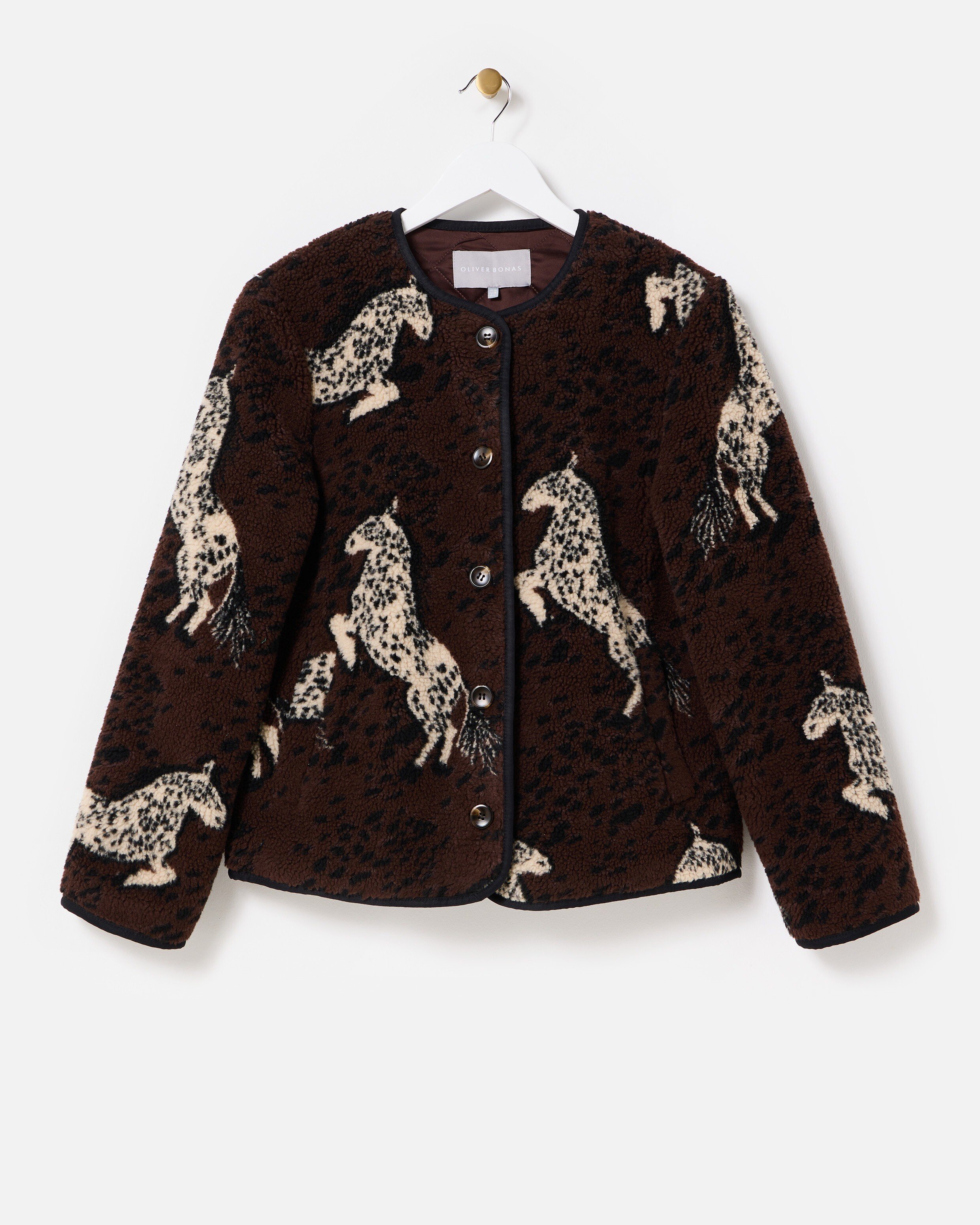 Brown Horse Print Borg Jacket | Oliver Bonas IE