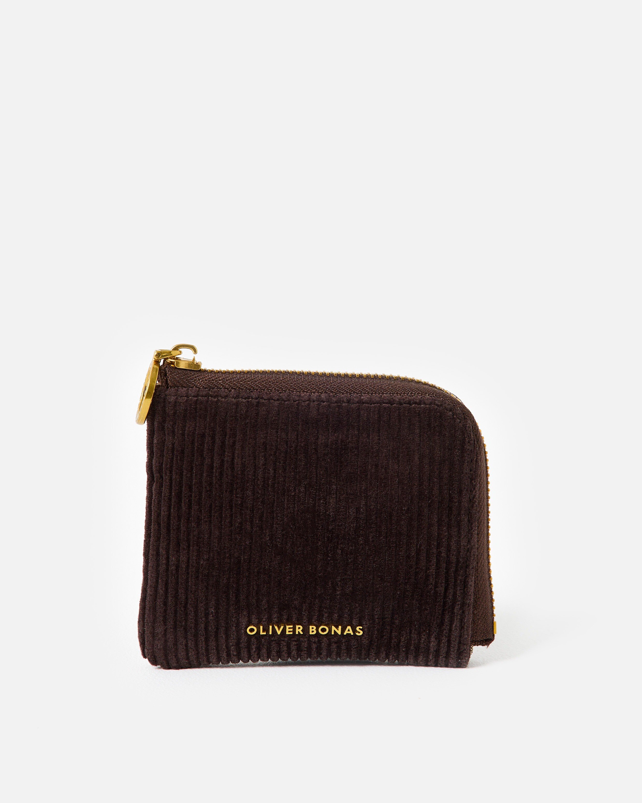 Emmie Chocolate Brown Corduroy Zipped Pouch | Oliver Bonas