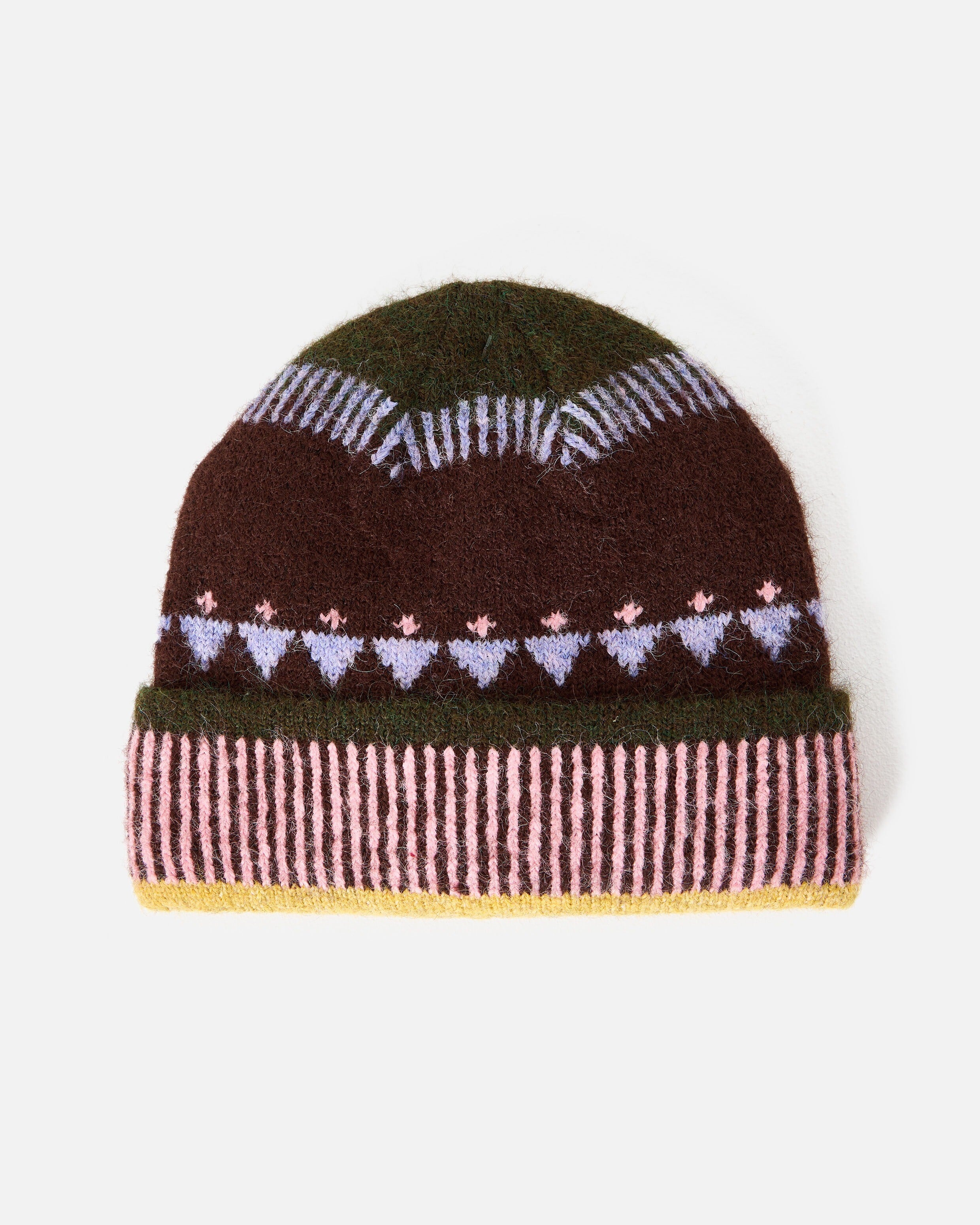 Brown Fair Isle Knitted Beanie Hat | Oliver Bonas