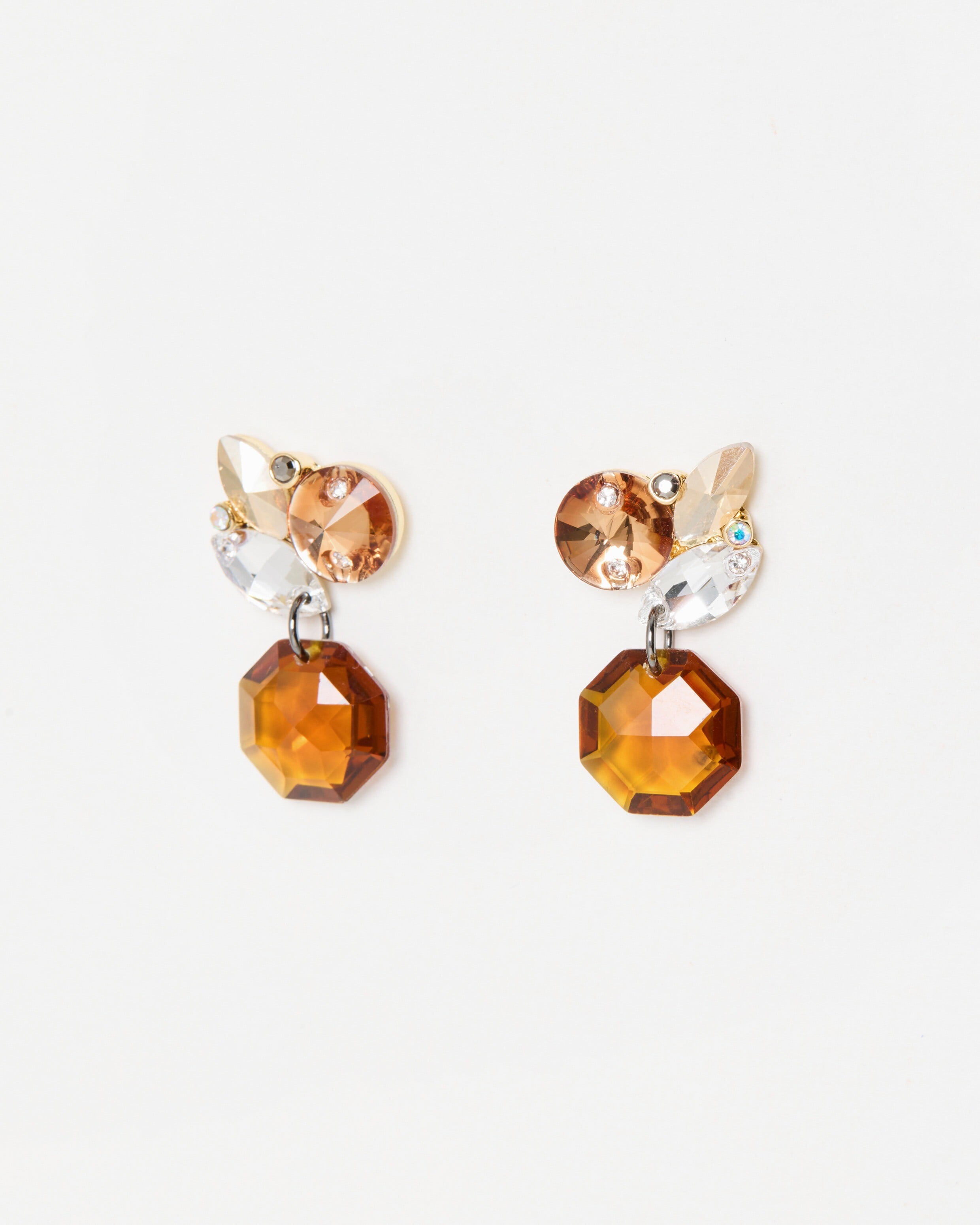 Camille Brown Stone Gold Tone Statement Earrings | Oliver Bonas