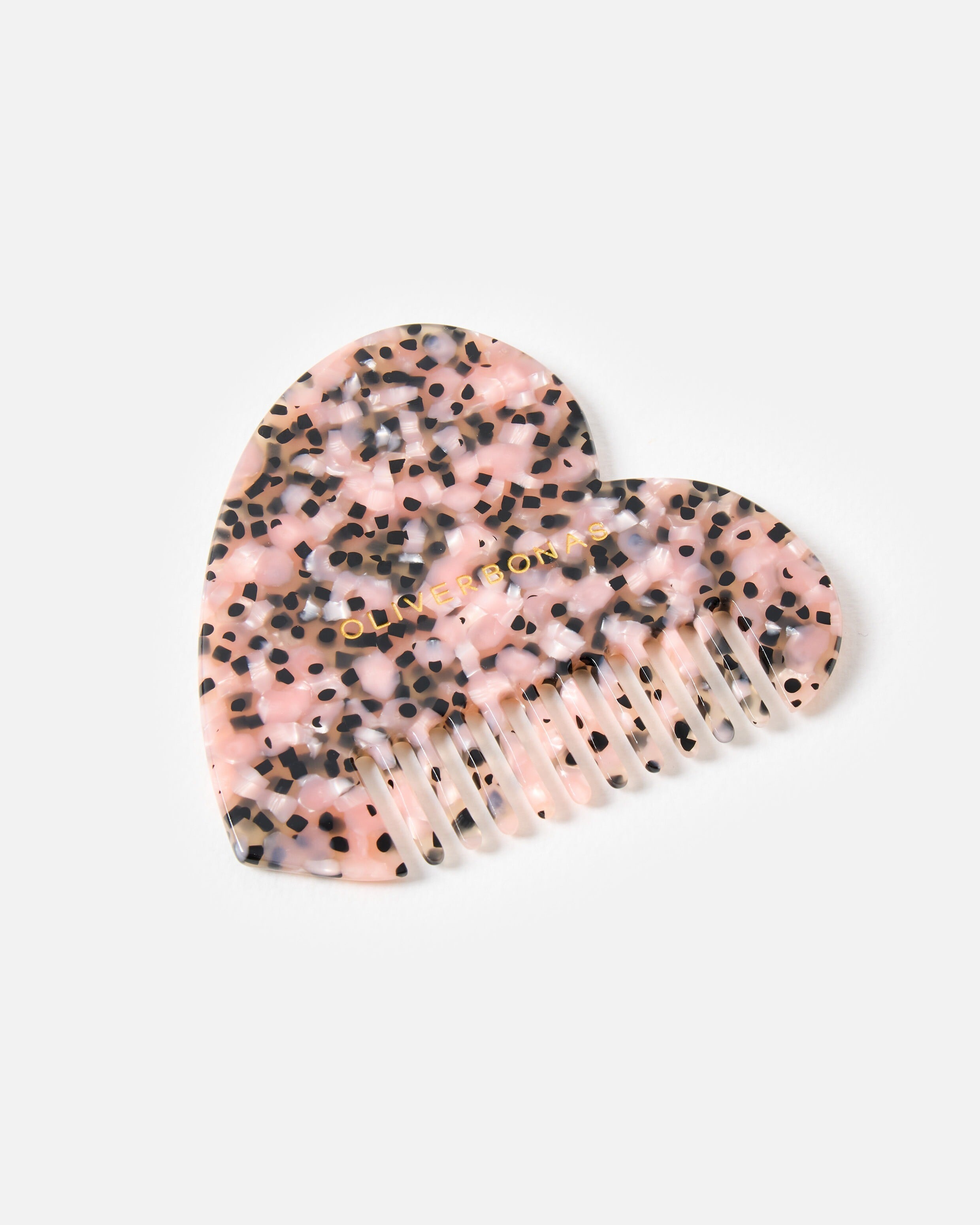 Tillie Pink & Black Resin Heart Hair Comb | Oliver Bonas