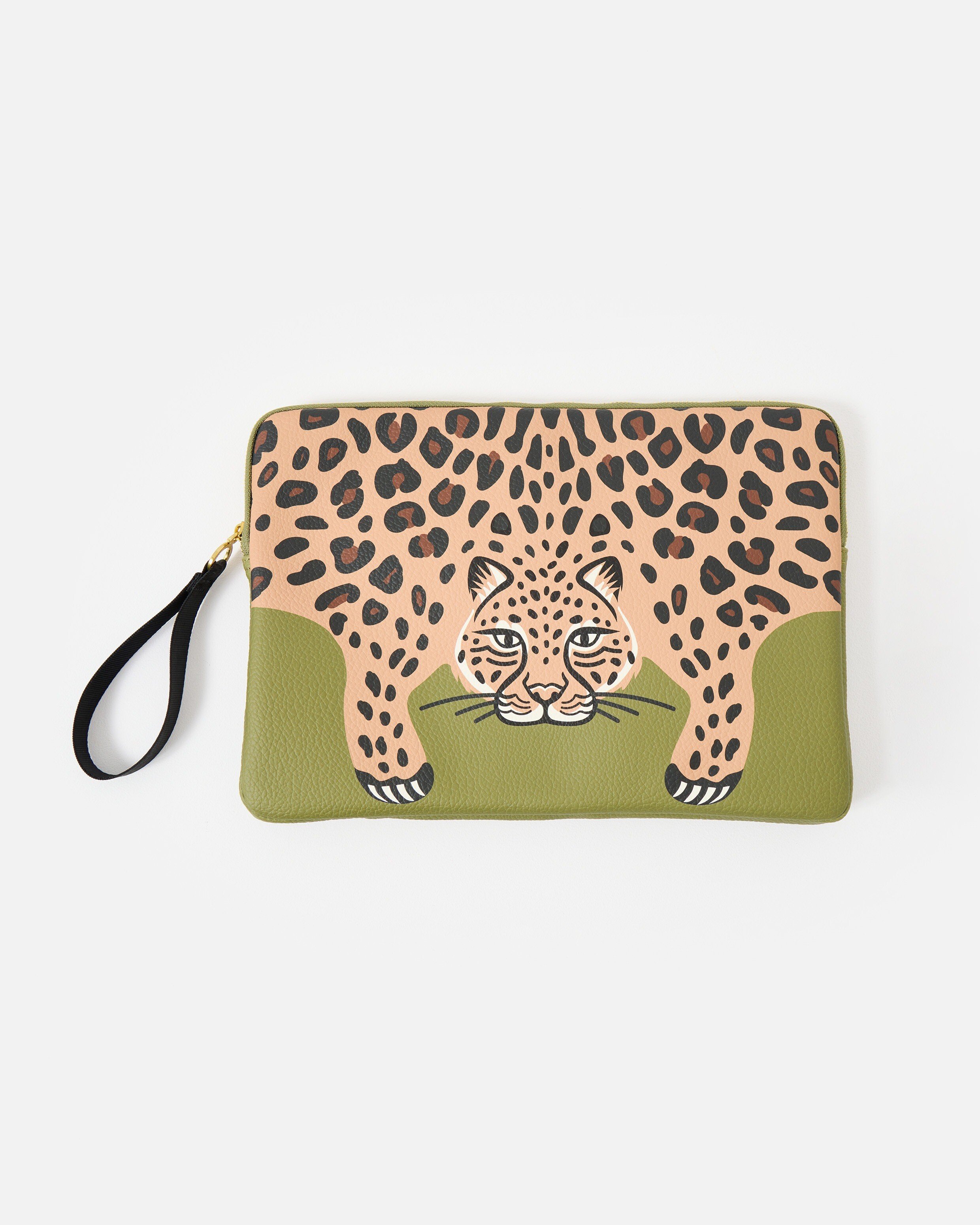 Sienna Green Leopard Laptop Case | Oliver Bonas IE