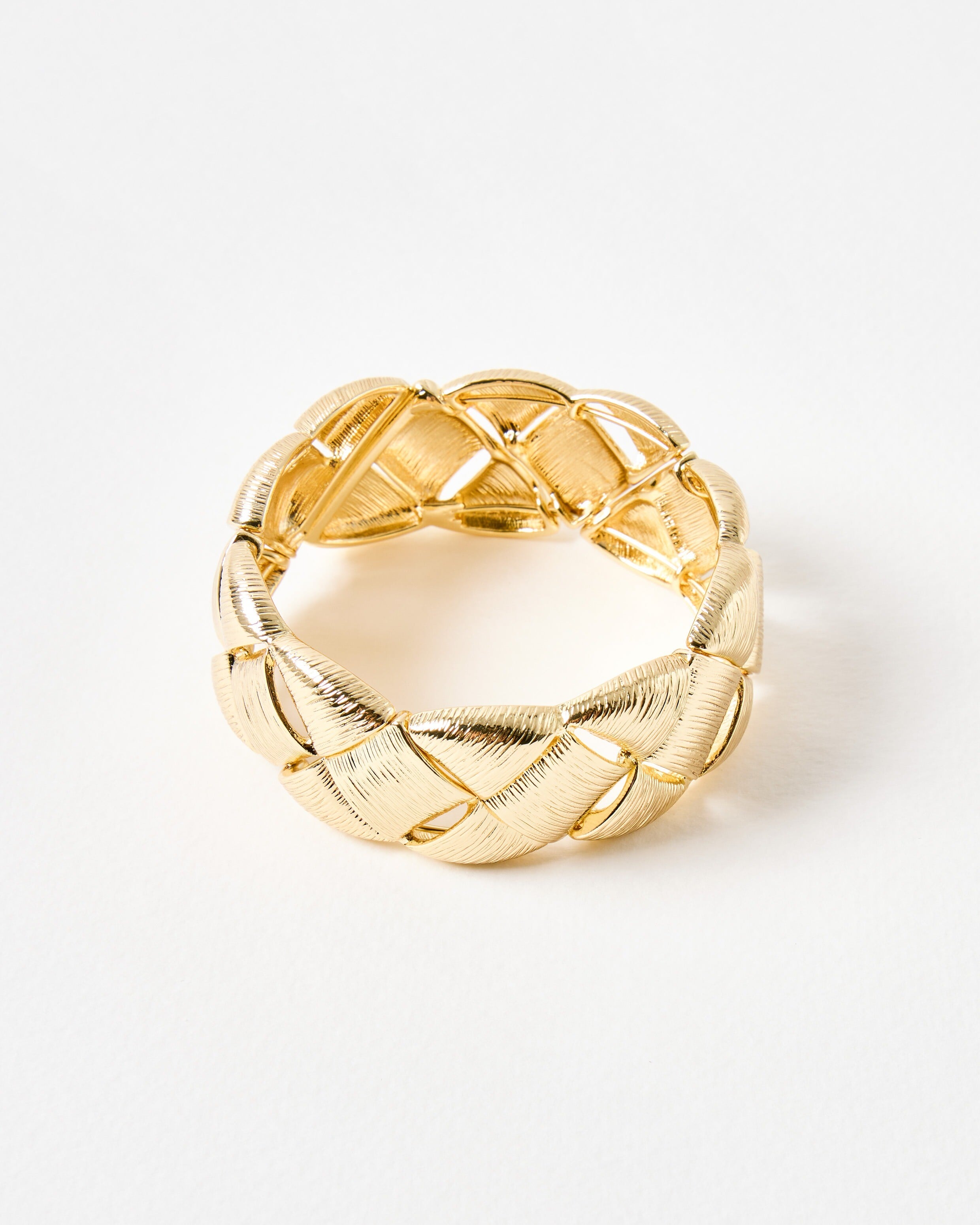Maris Textured Metal Plaited Gold Tone Bangle | Oliver Bonas
