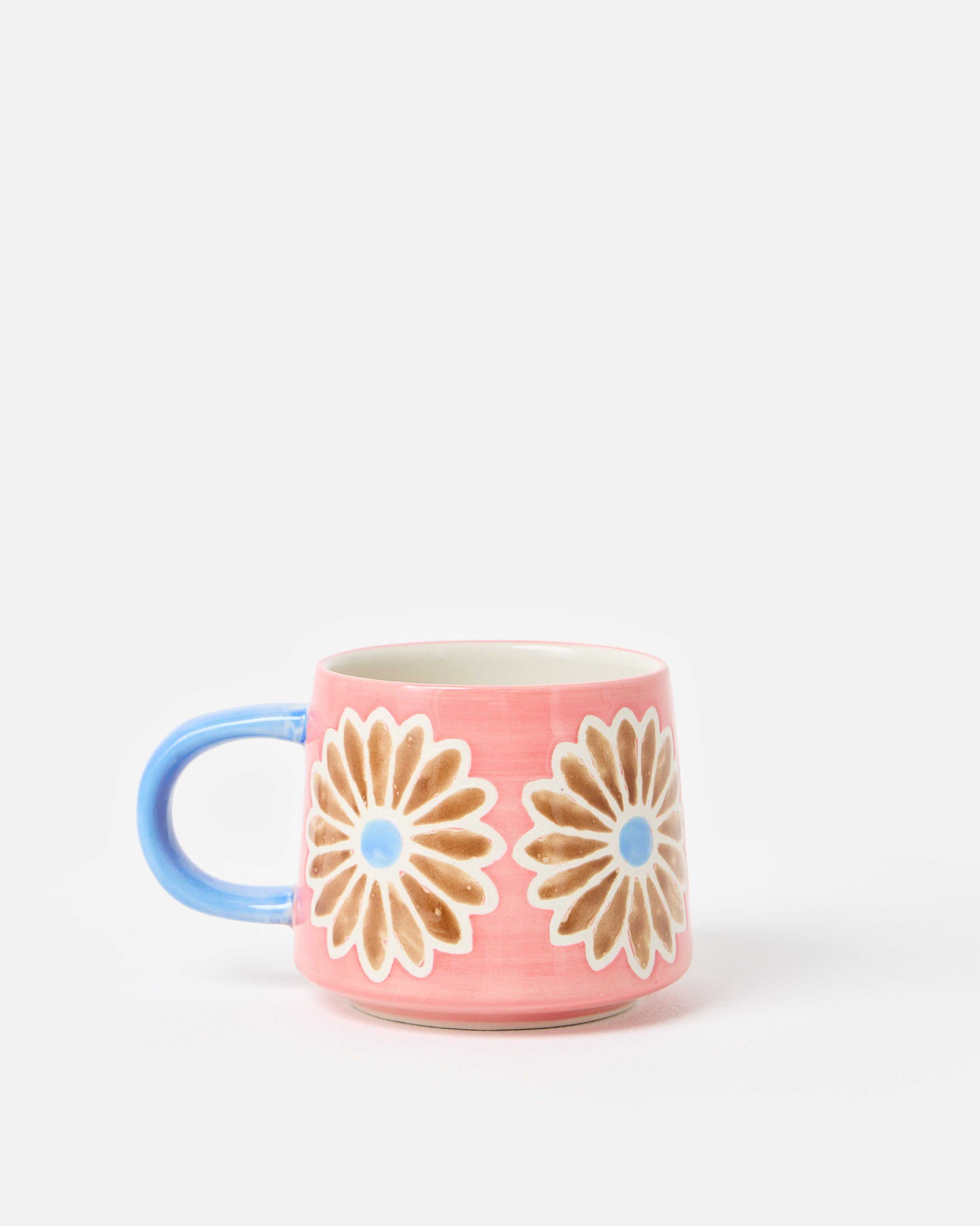 Pink & Brown Flower Ceramic Mug | Oliver Bonas